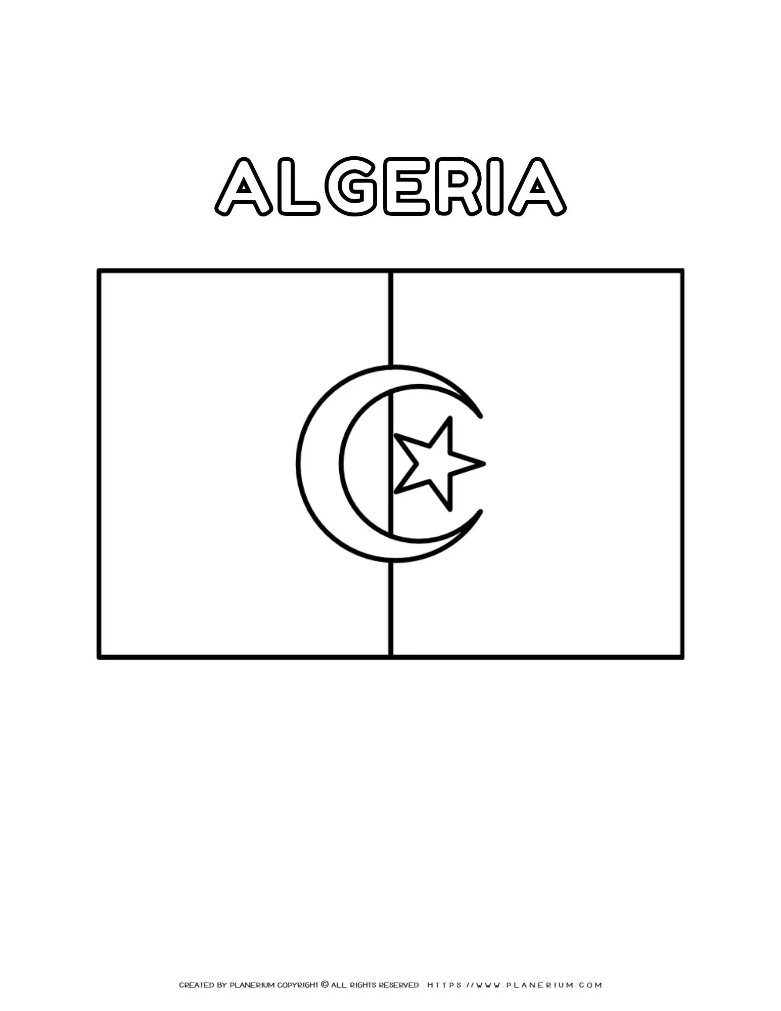 Algeria Flag Coloring Page - Printable for Kids