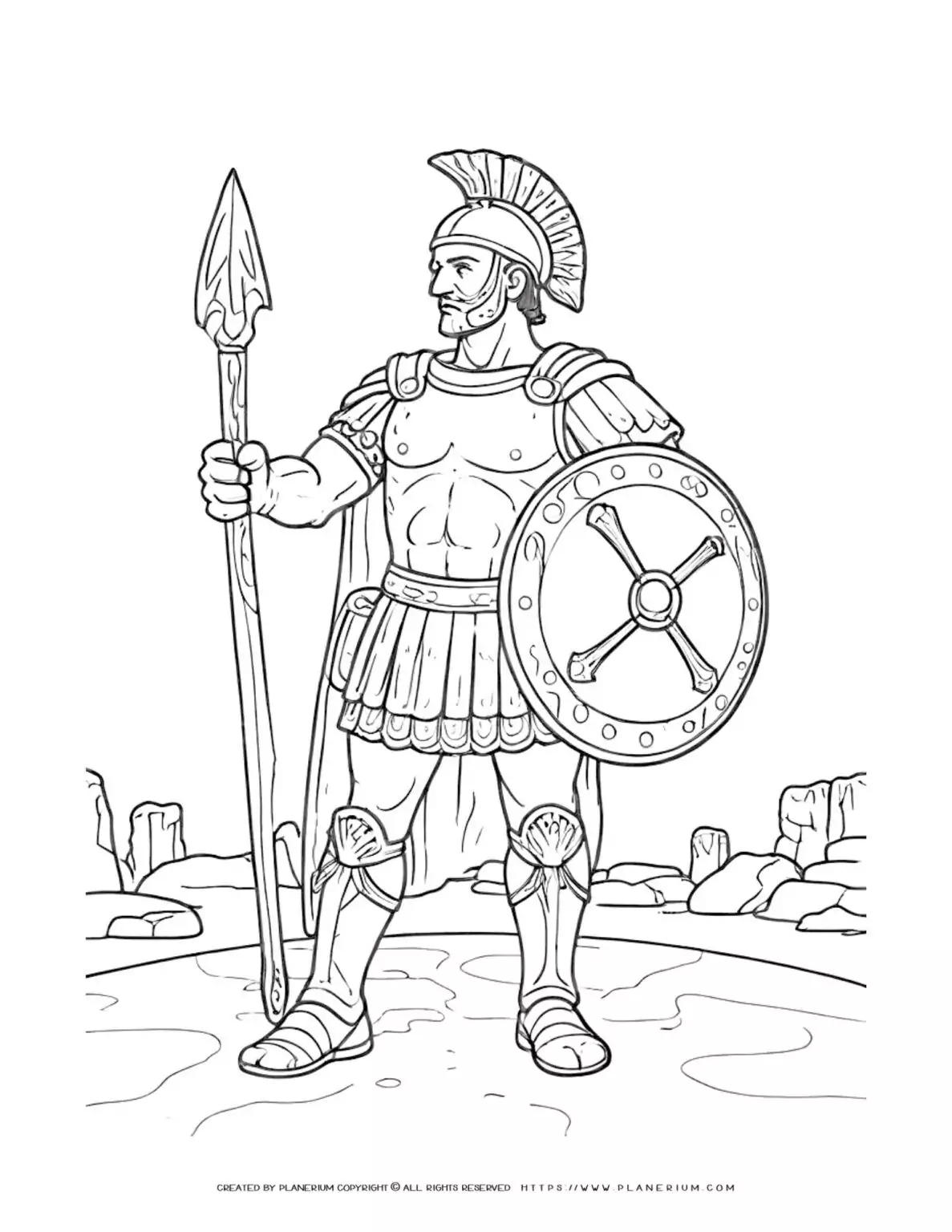 Ancient Roman Soldier Coloring Page Illustration