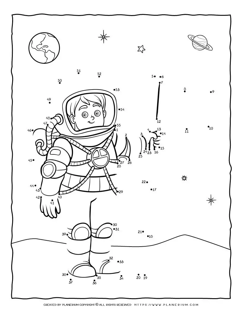 Astronaut Kids Connect the Dots - Fun Math Game Printable!