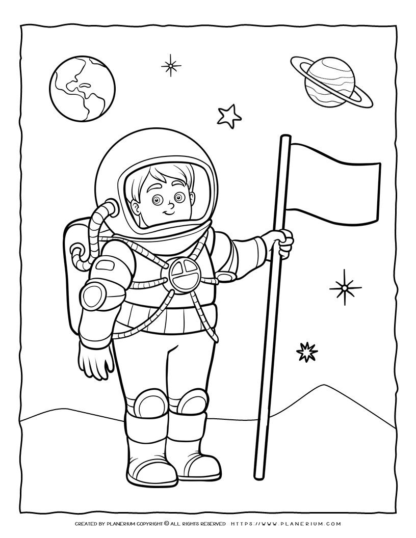 Astronaut Kid Coloring Page 🔭: Fun Way to Learn About Space