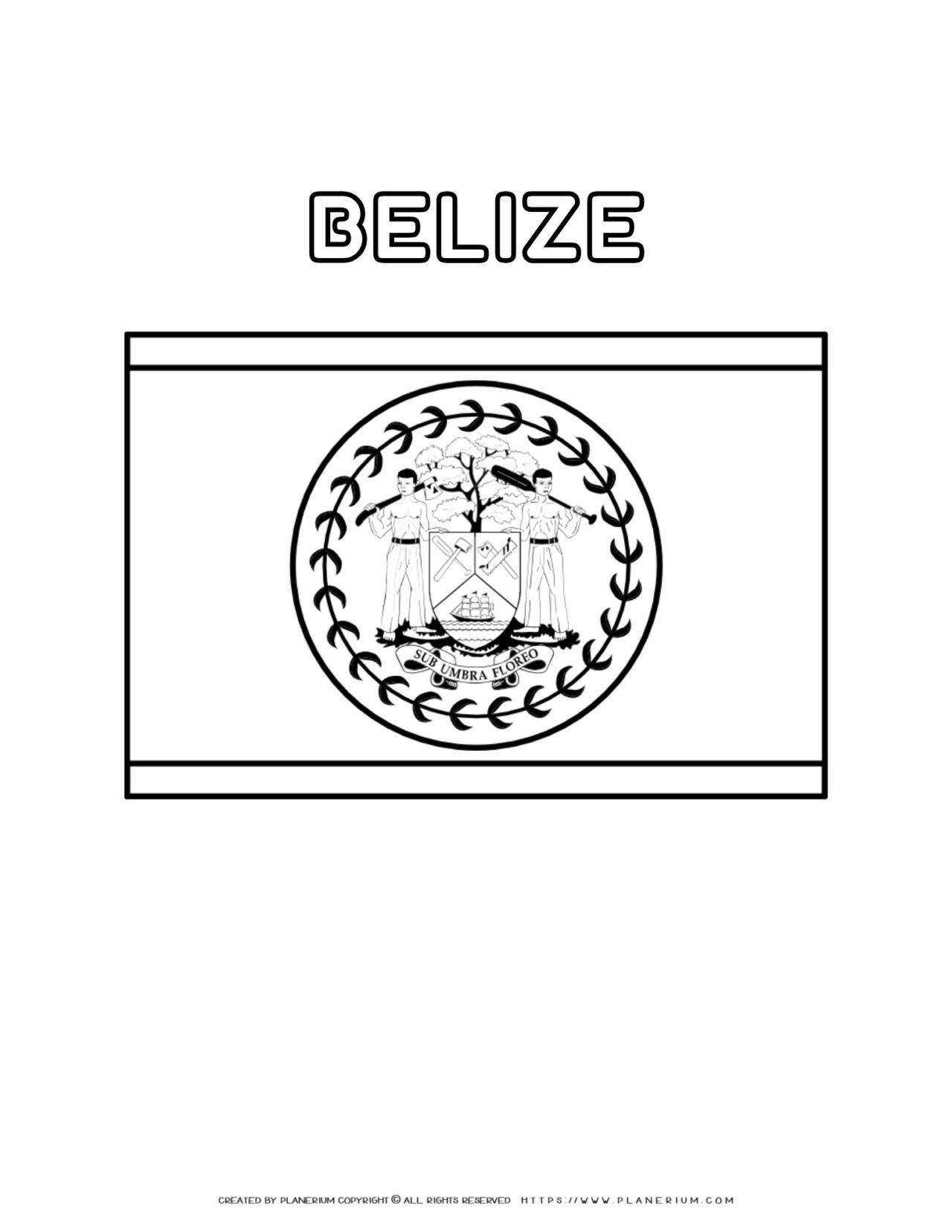 Belize Flag Coloring Page - Printable for Kids