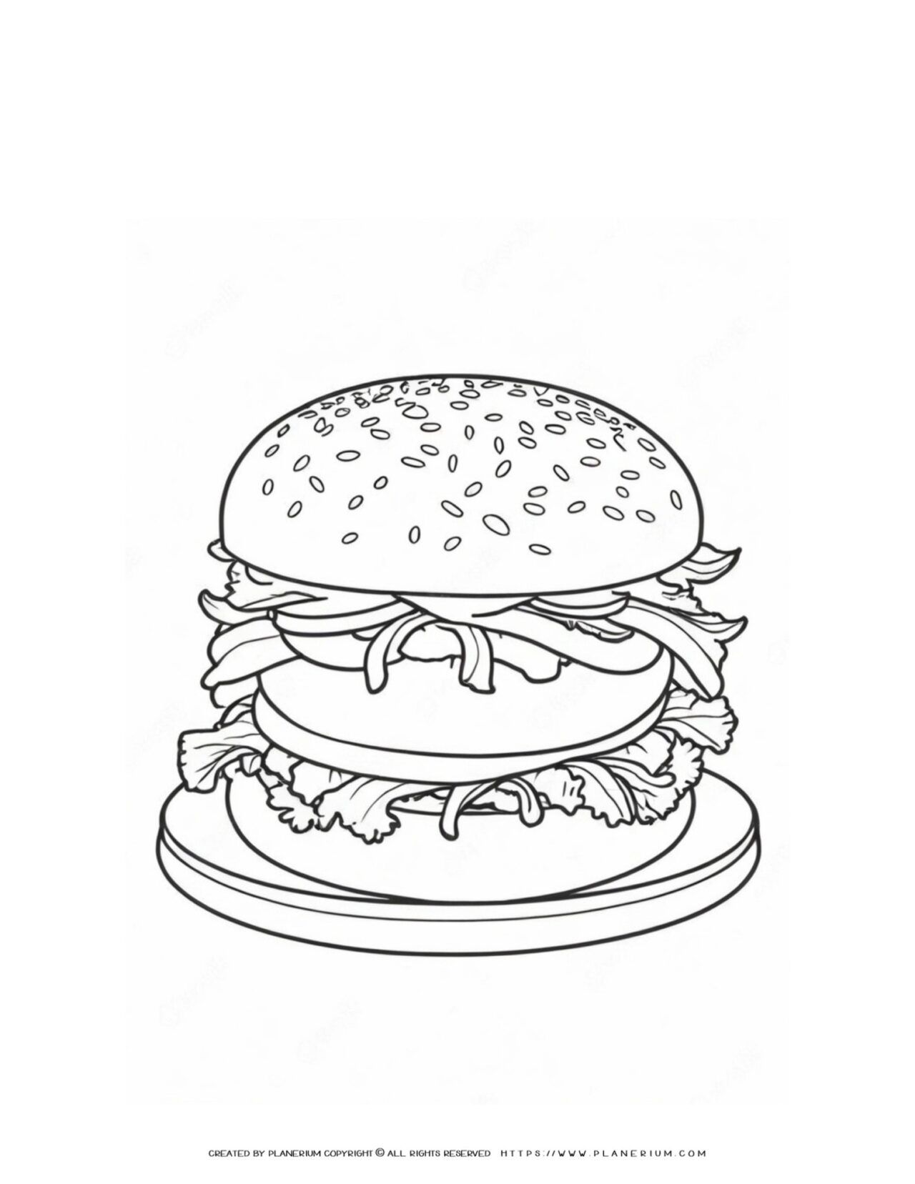 Huge Hamburger Coloring Page: Fun & Educational for Kids