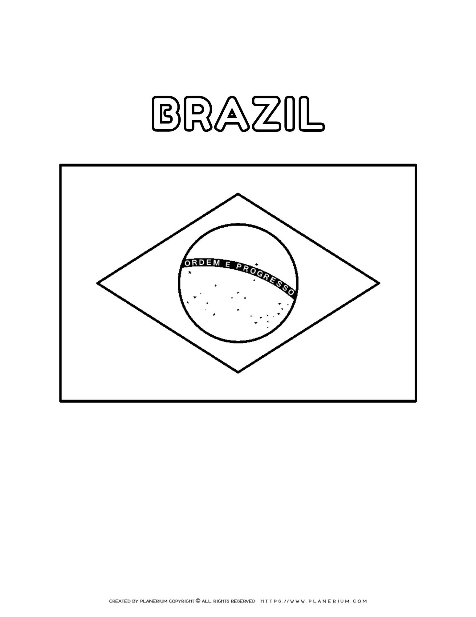 Brazil Flag Coloring Page - Fun and Educational Activity