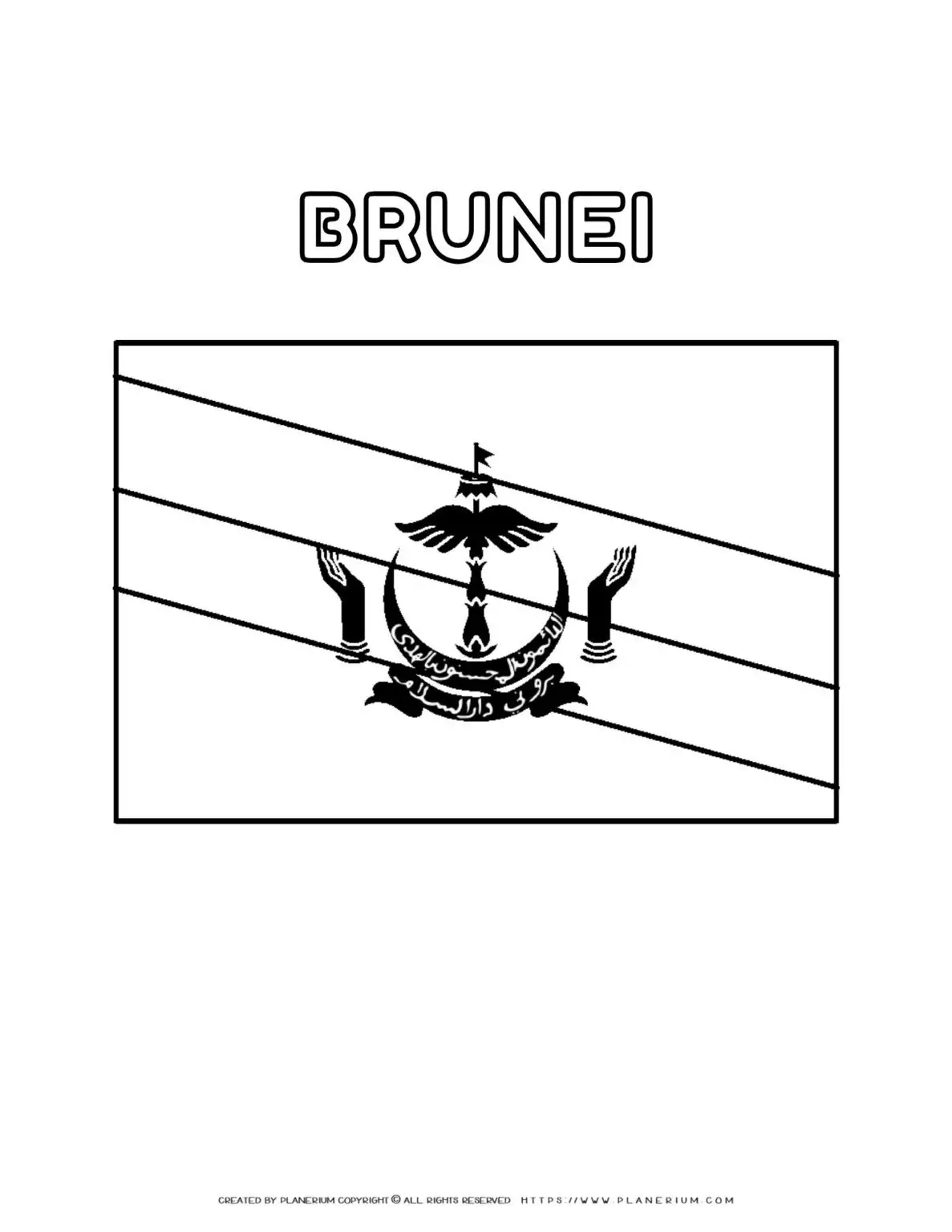 Brunei Flag Coloring Page - Printable Activity for Kids