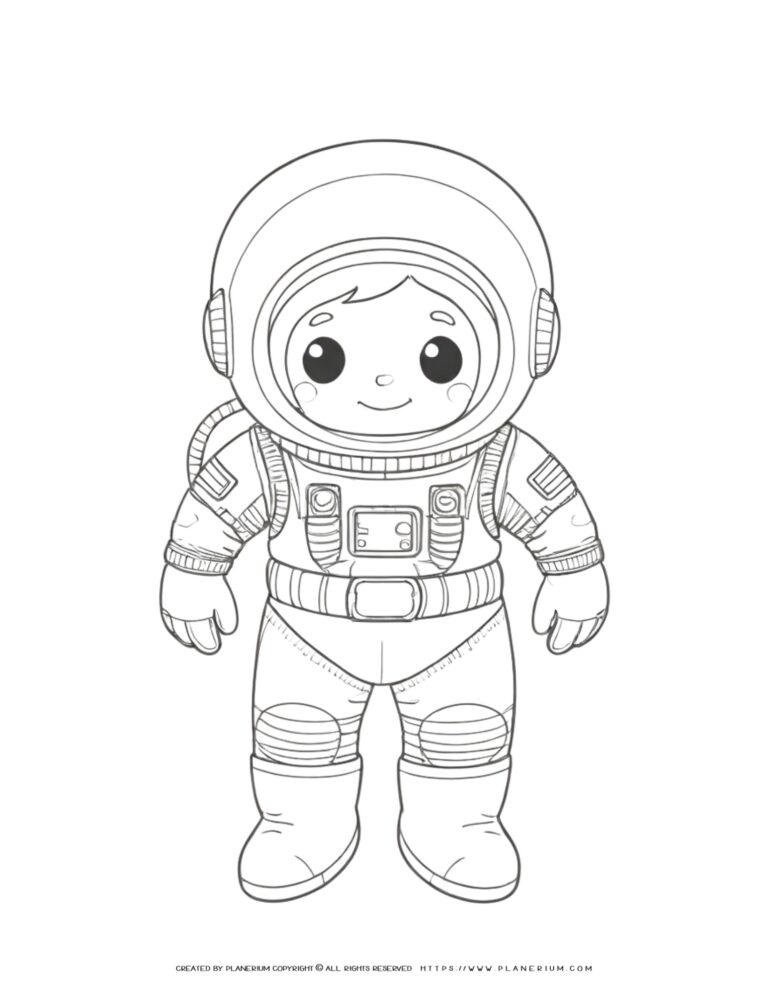 Cartoon Astronaut Coloring Page for Fun Learning