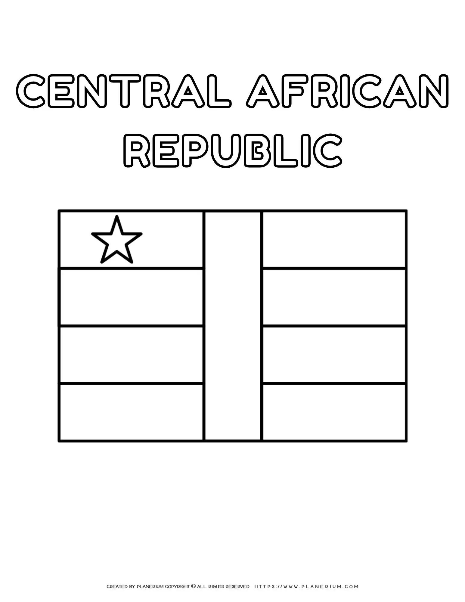 Central African Republic Flag Coloring Page - Free Printable