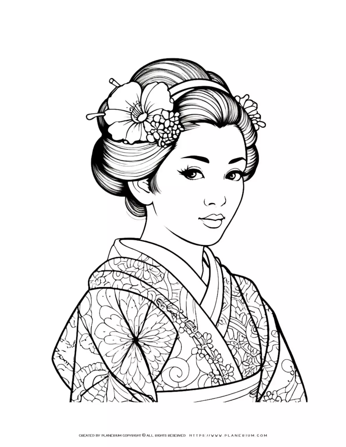 Explore Oriental Fashion with Geisha Coloring Printable