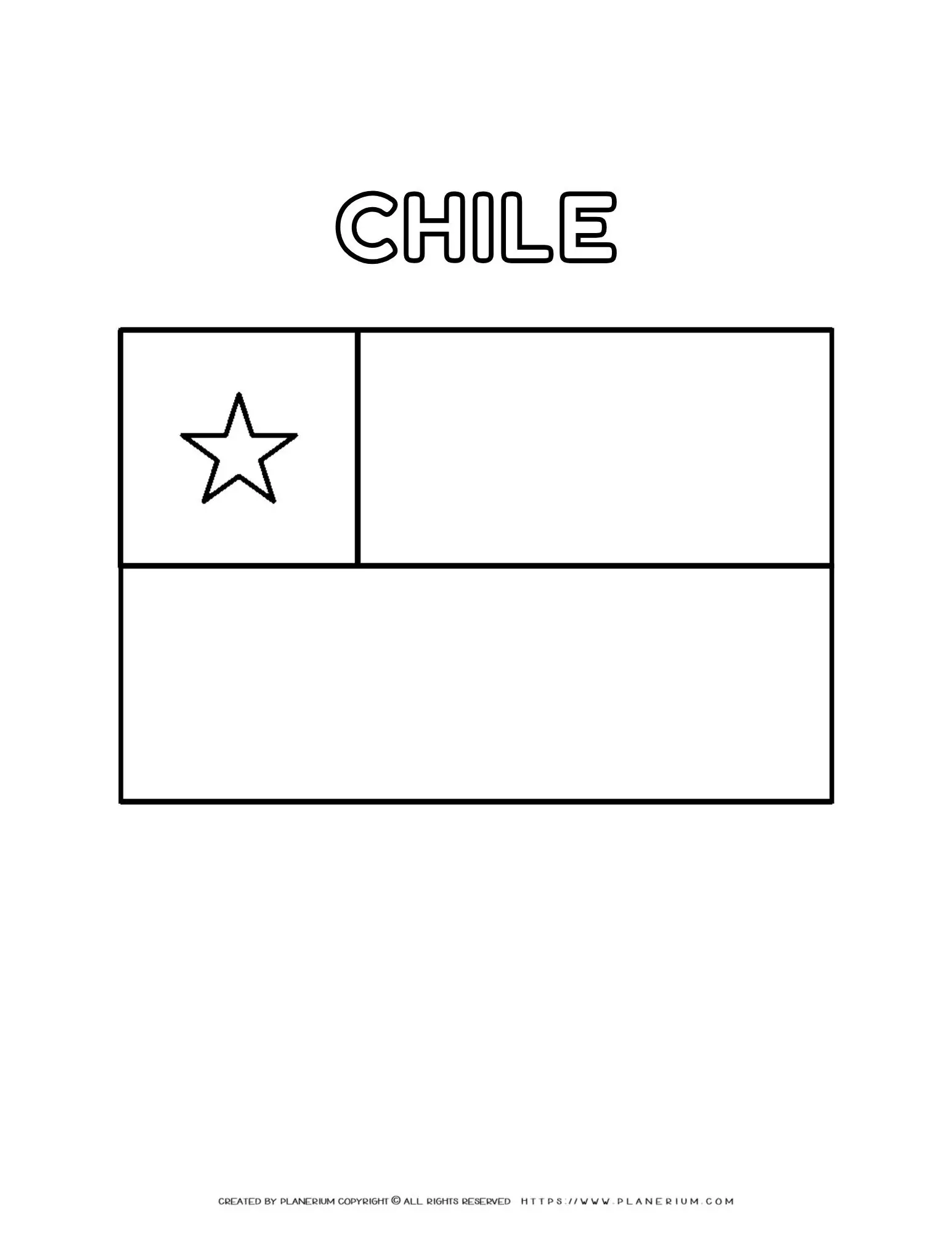 Chile Flag Coloring Page - Printable for Kids