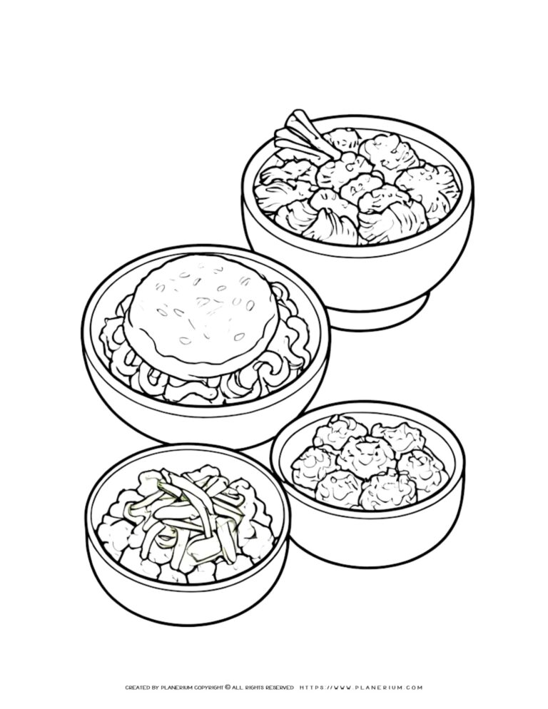 Engage Kids with Chinese Food Coloring Page for Cultural Learning