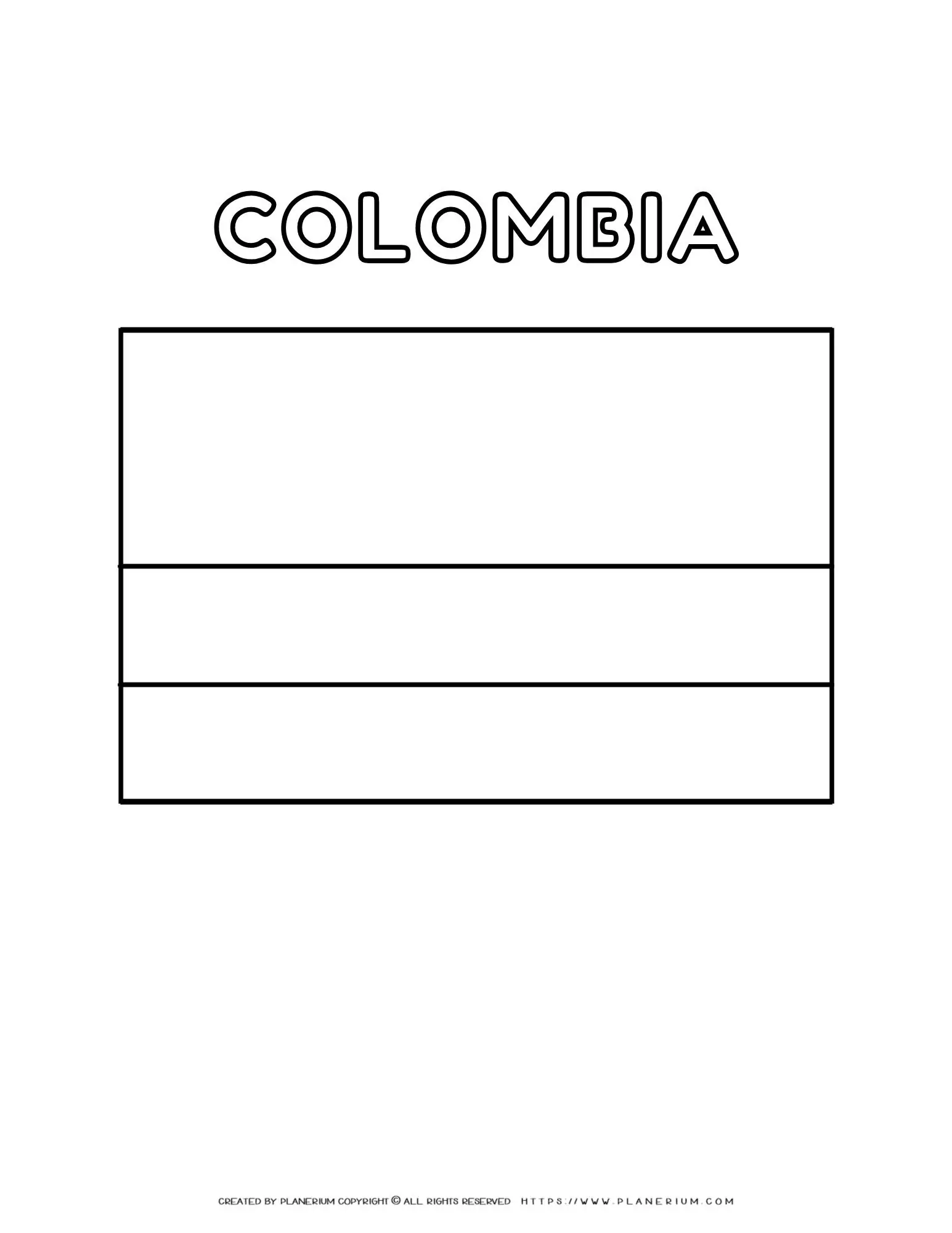 Colombia Flag Coloring Page - Printable for Kids