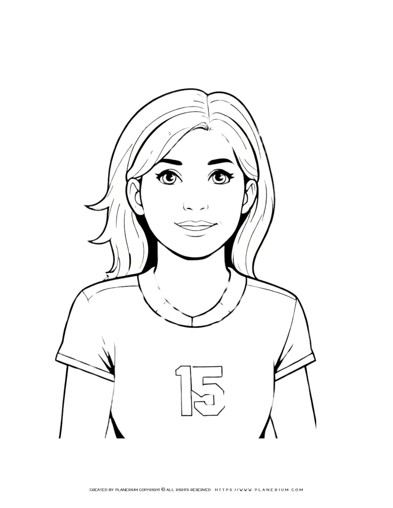 Football Girl Player Coloring Page - Comic Style with Helmet