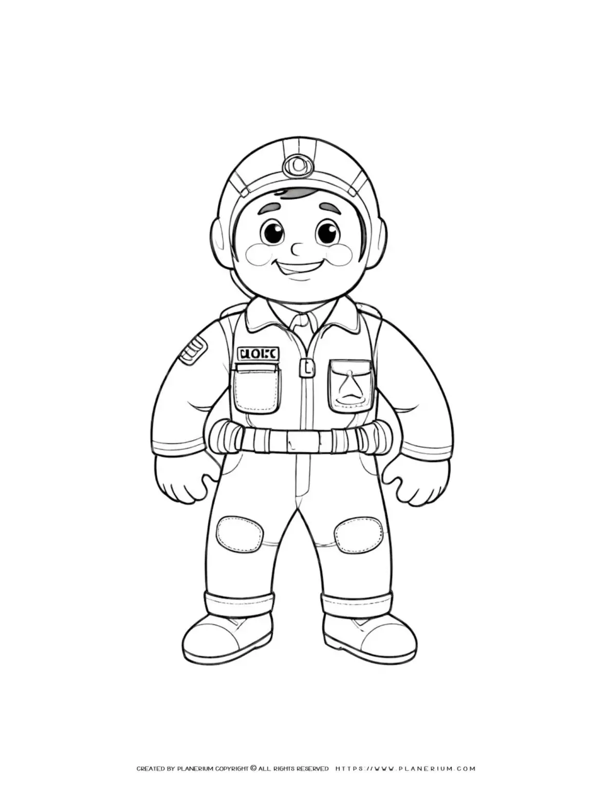 Comic Pilot Full Suit Illustration Coloring Page