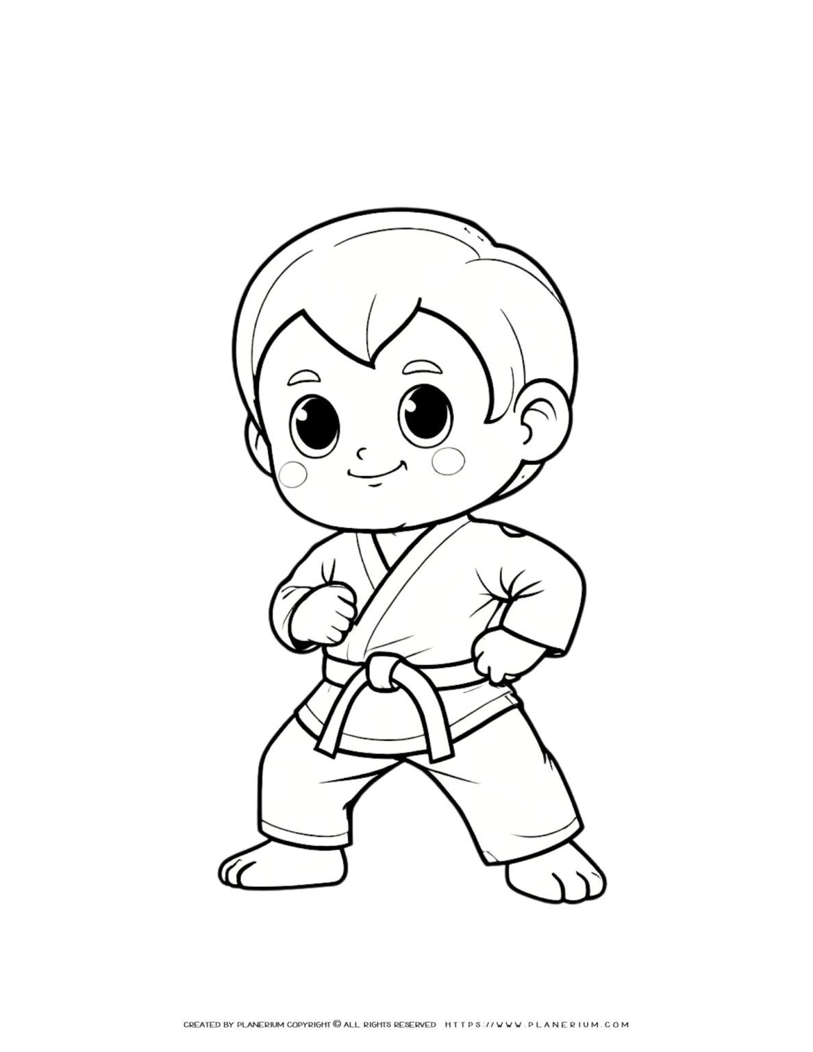 Karate Boy Coloring Page: Fun for Kids & Adults! 🥋🖍️