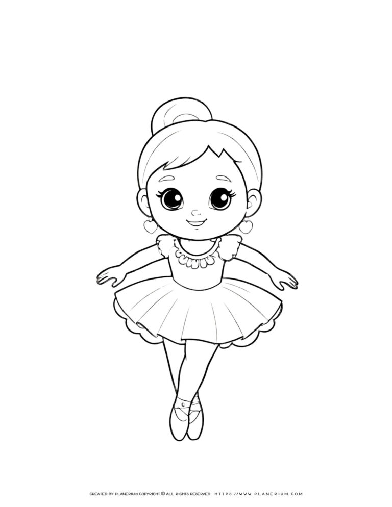 Cute Ballerina Coloring Page for Creativity & Skills