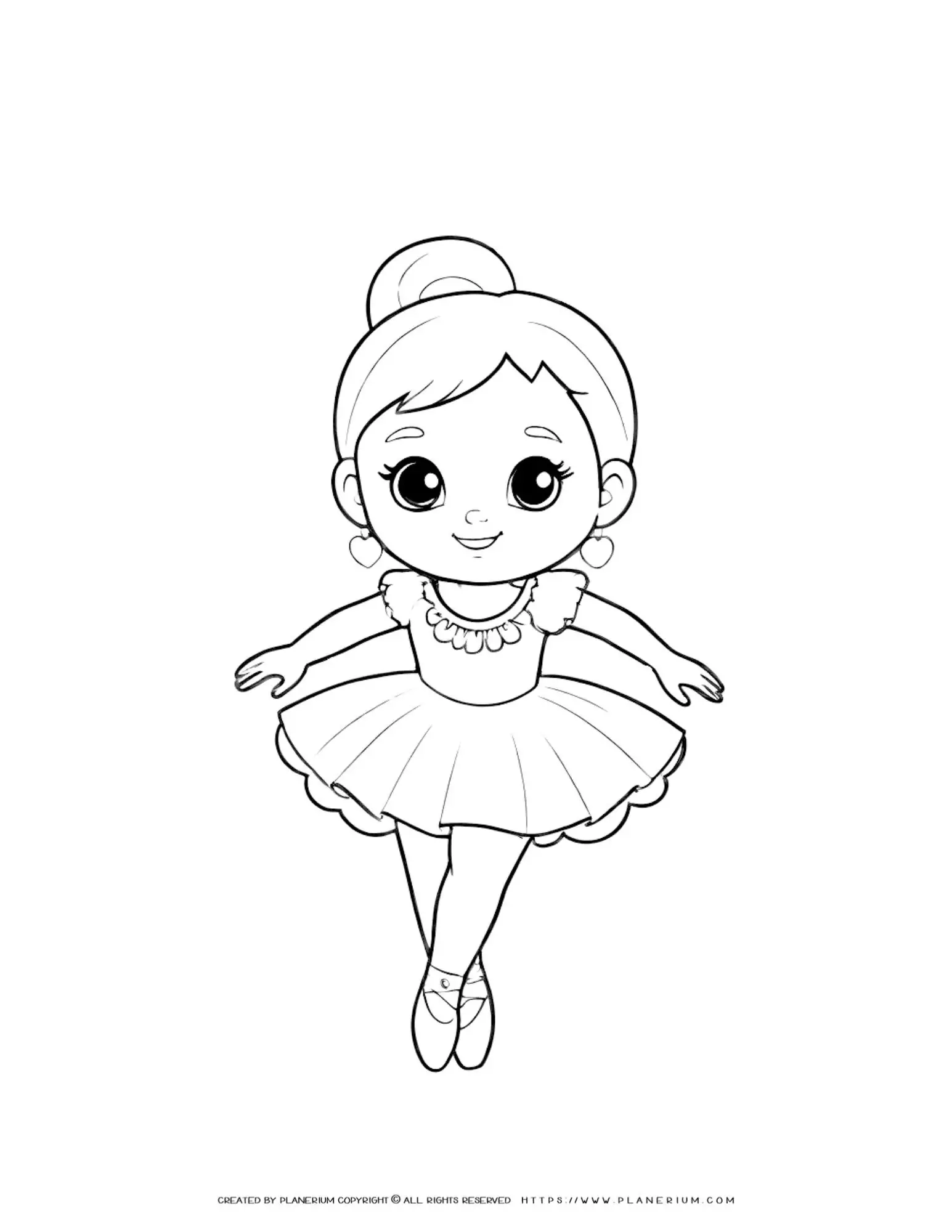 Cute Ballerina Coloring Page for Creativity & Skills