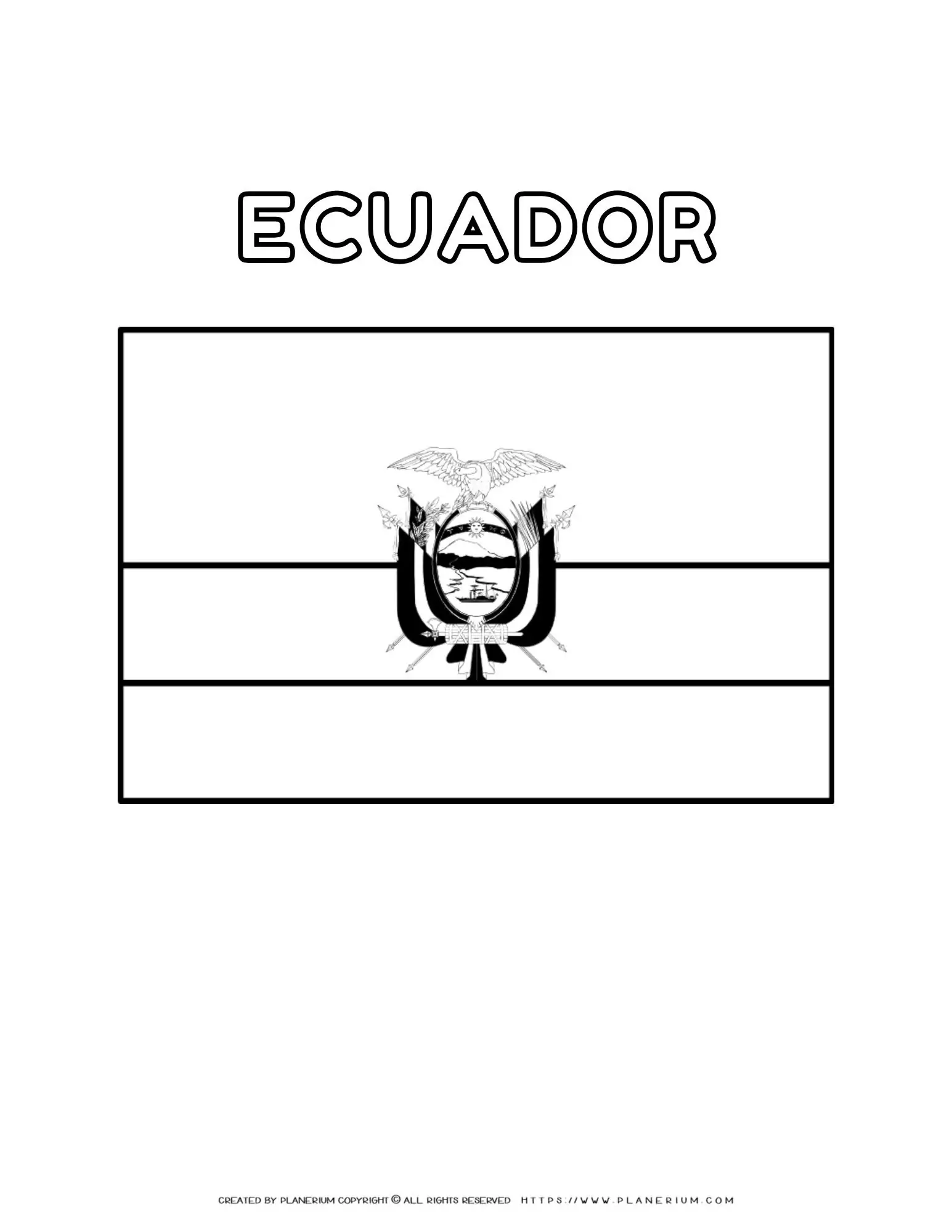 Ecuador Flag Coloring Page - Printable Activity for Kids