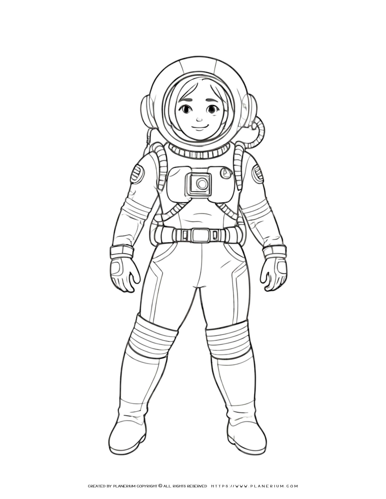 Female Astronaut Coloring Page | Fun & Educational Printable