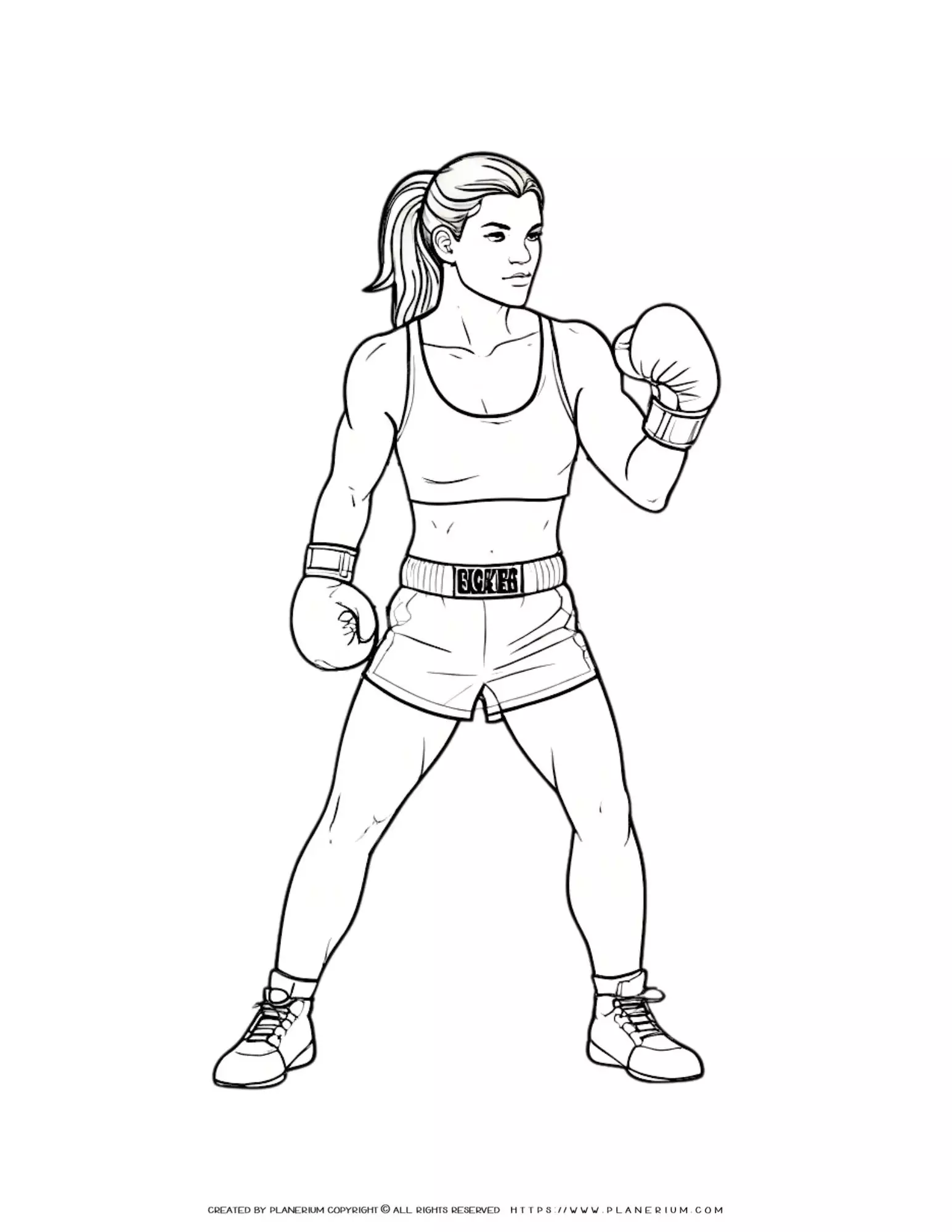 Creative Female Boxer Coloring Page for All Ages