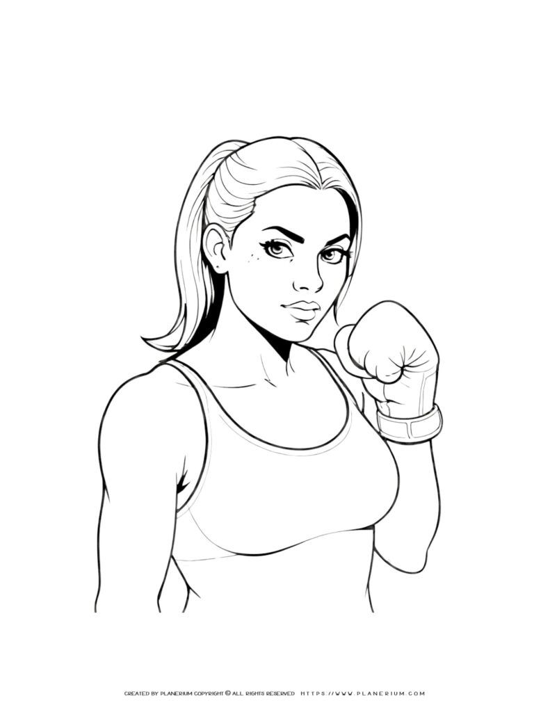 Empowering Female Boxer Coloring Page for All Ages