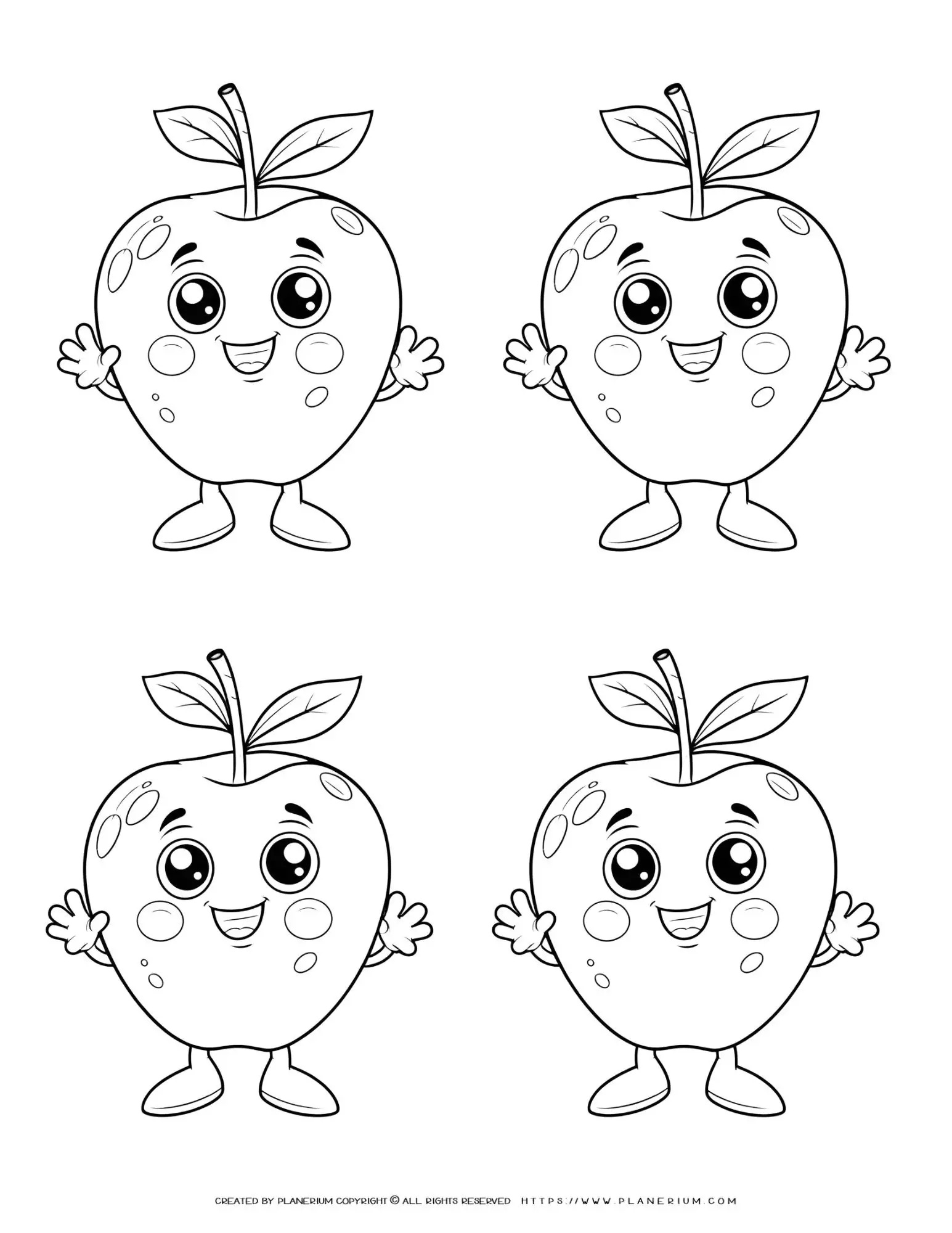 Cute Happy Apple Outlines for Fun, Educational Learning
