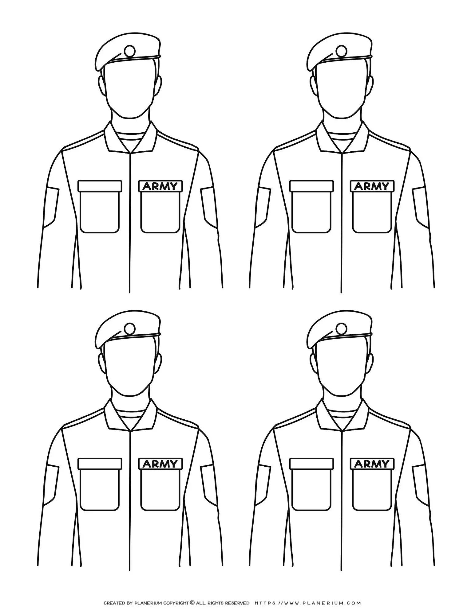 Free Soldier Outlines Coloring Template for Creative Learning