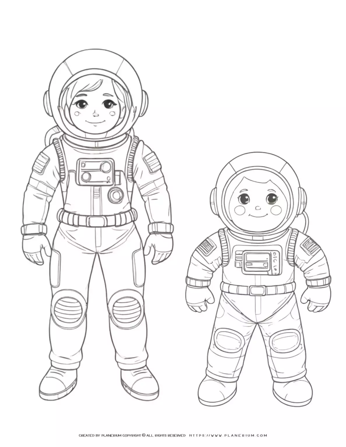 Explore Creativity with Our Girl and Boy Astronauts Coloring Page