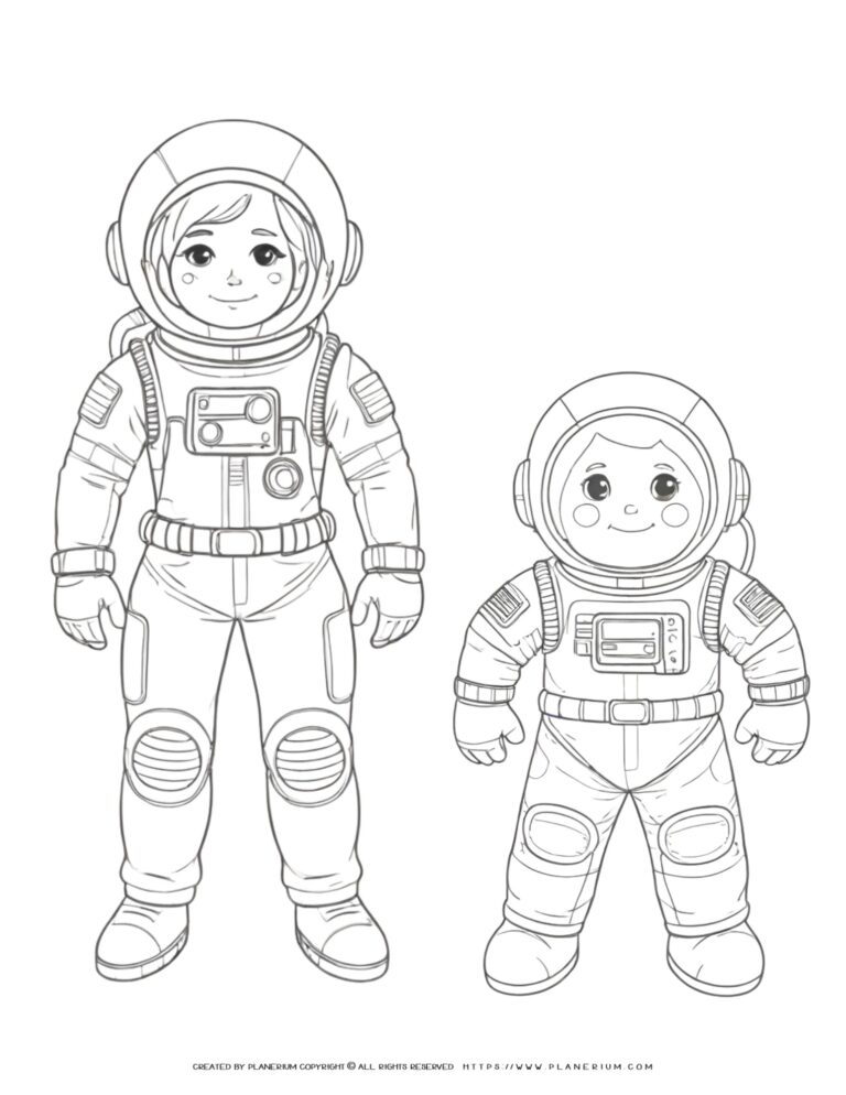 Explore Creativity with Our Girl and Boy Astronauts Coloring Page