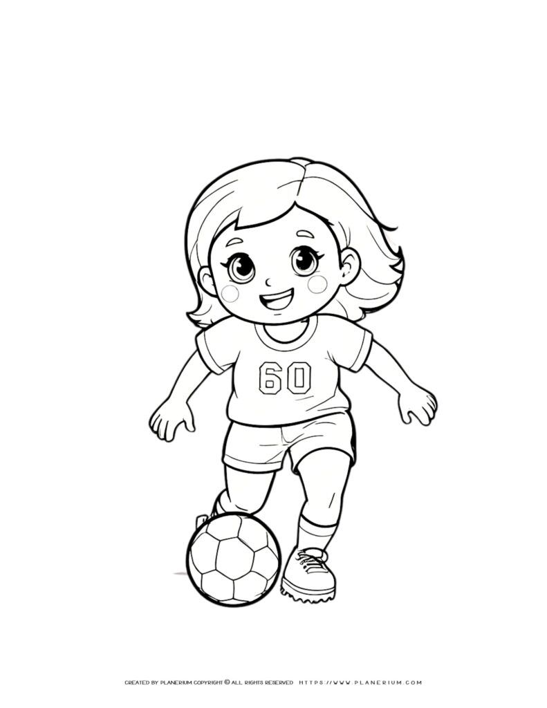 Girl Playing Soccer Coloring Page - Fun and Creative Illustration