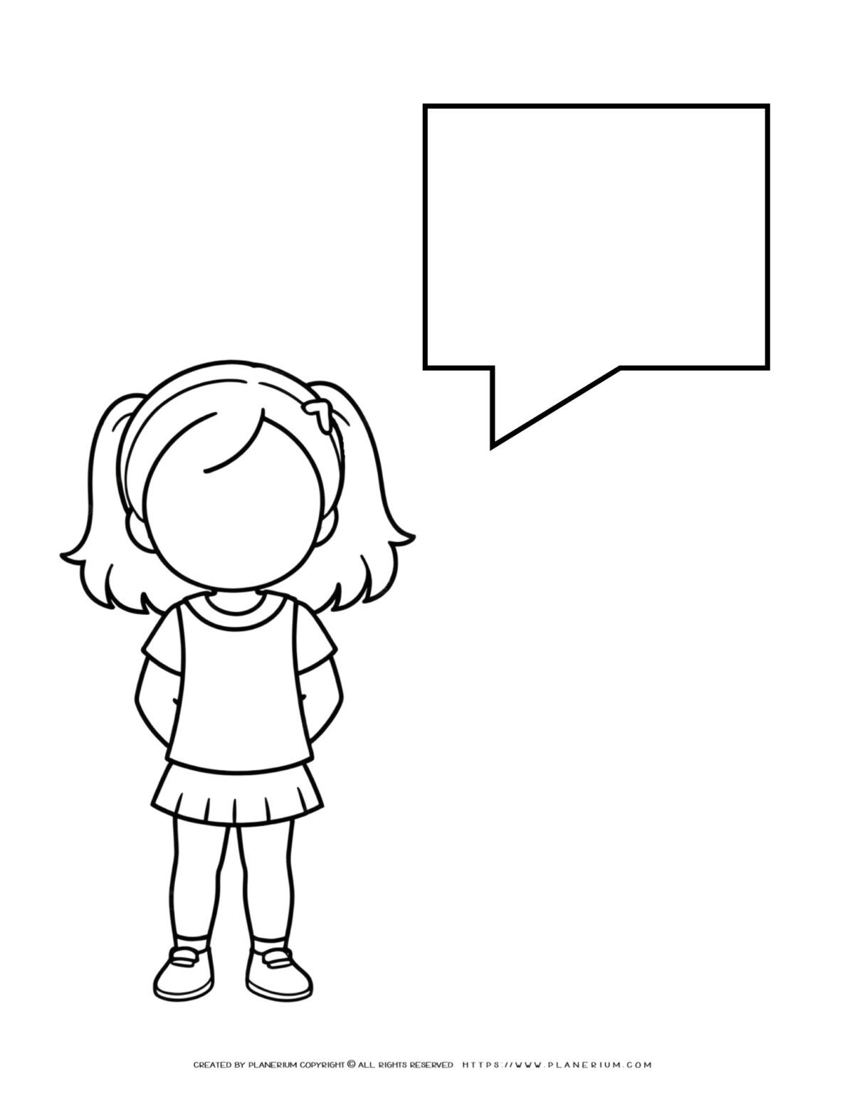 Engage Kids with Our Girl Outline Template Coloring Page