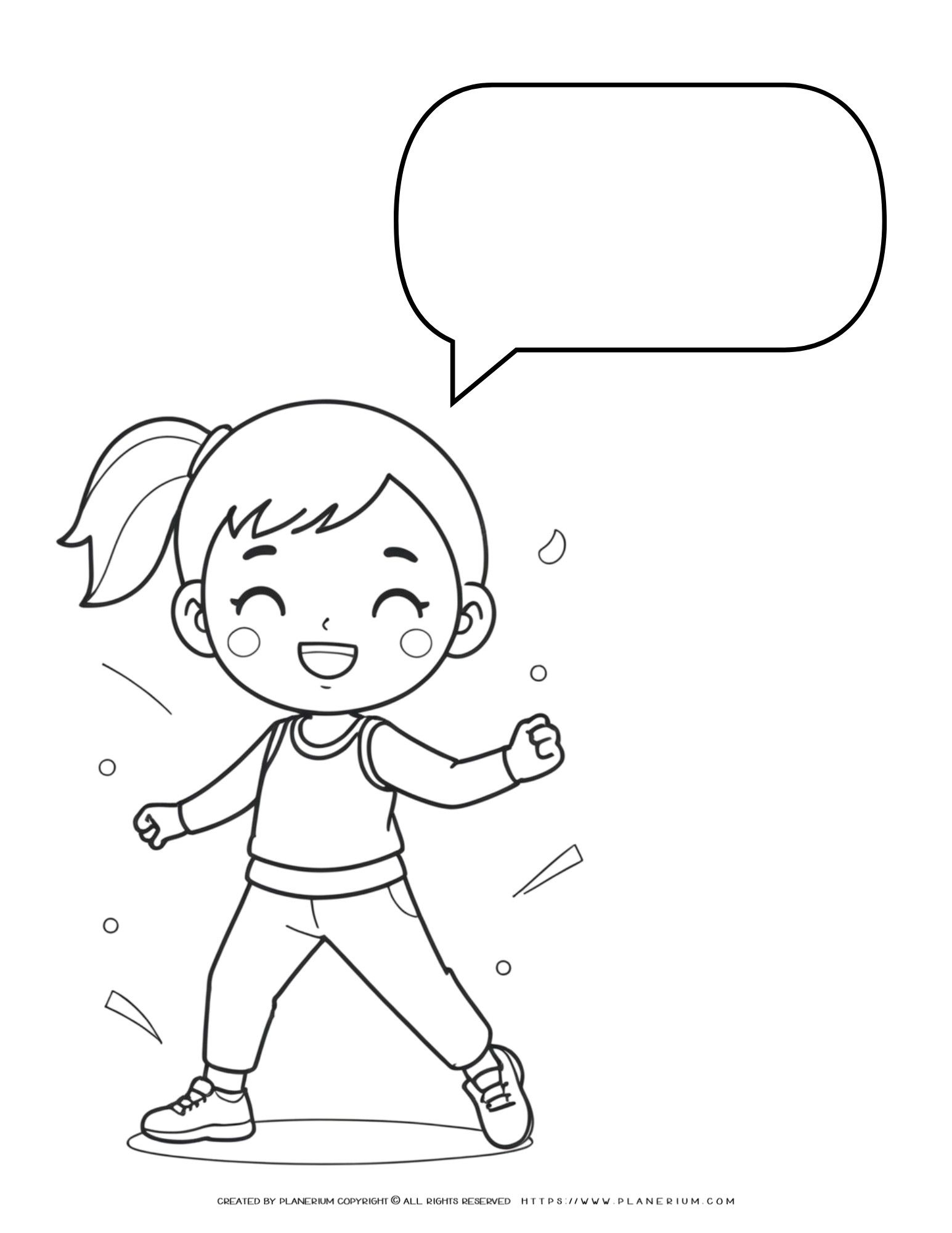 Free Girl Workout Coloring Template for Kids - Printable Fun