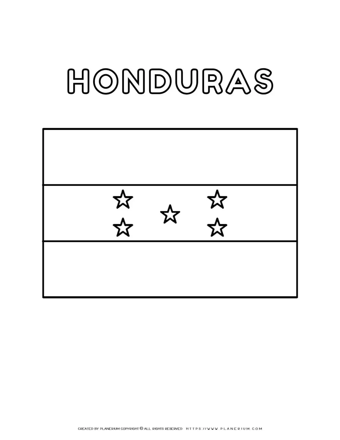 Honduras Flag Coloring Page - Printable Activity for Kids