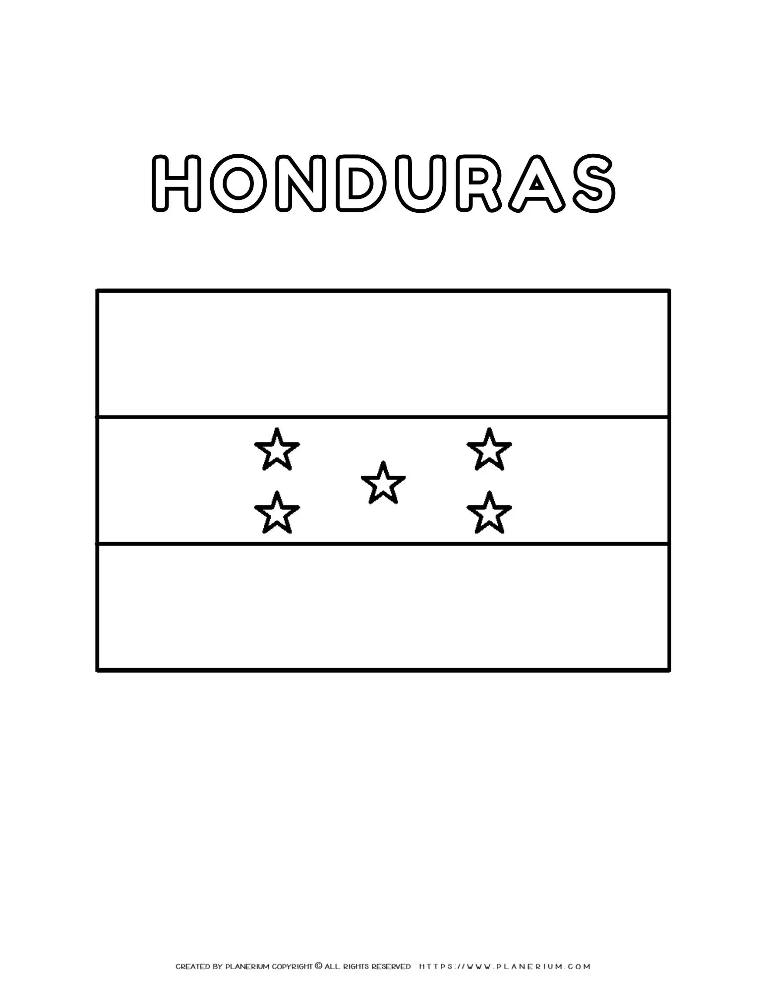 Honduras Flag Coloring Page - Printable Activity for Kids