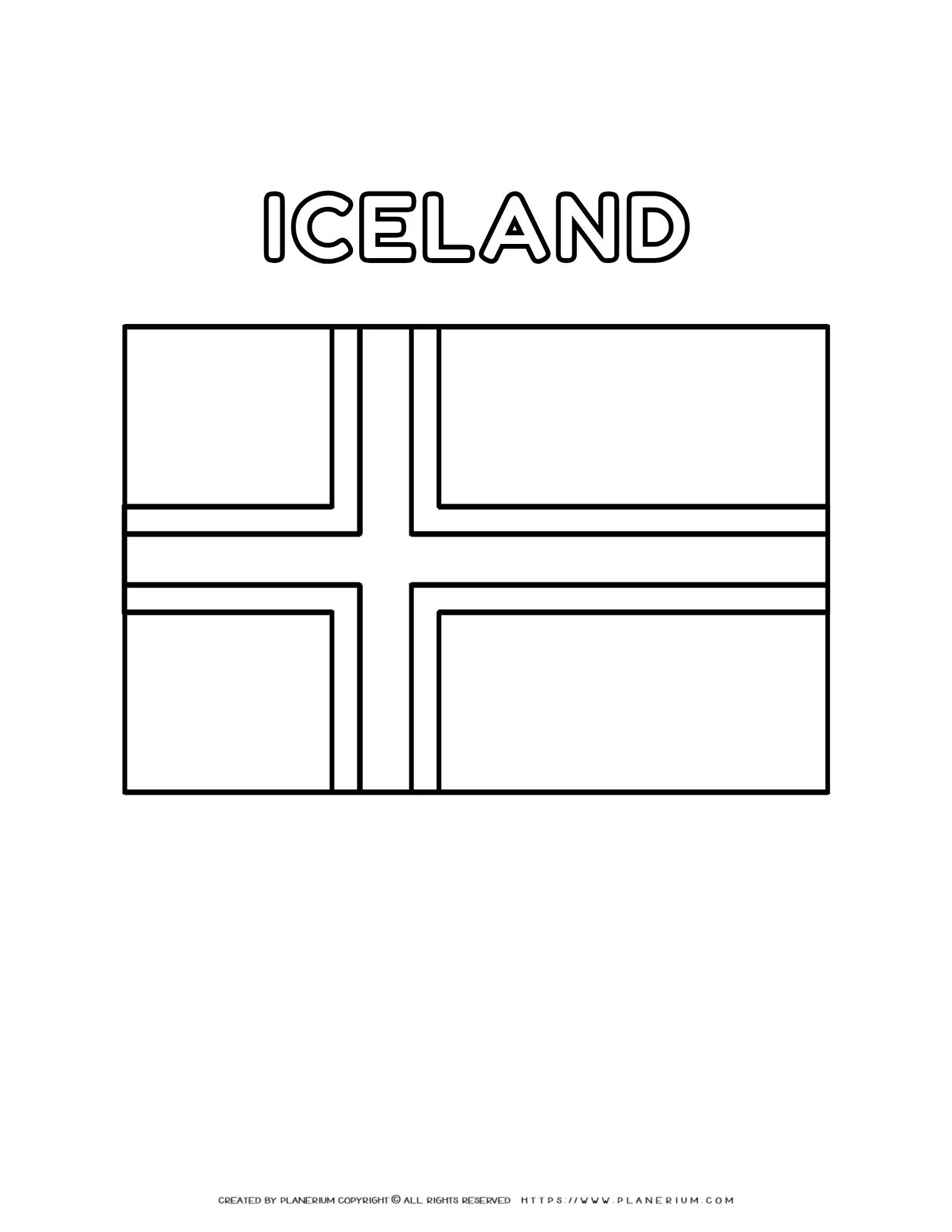 Iceland Flag Coloring Page - Free Printable for Kids
