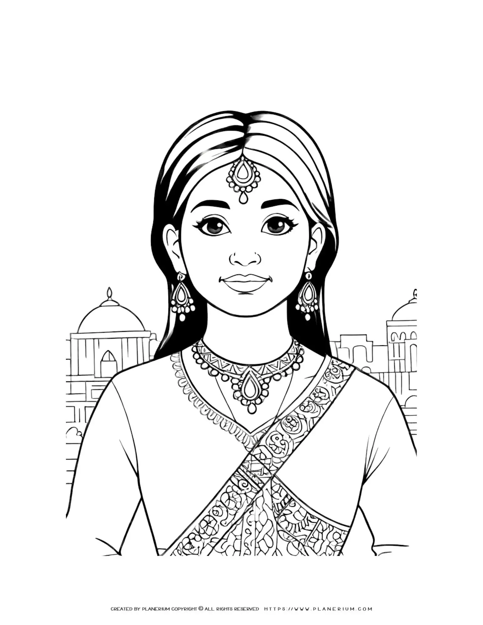 Explore Indian Culture with Detailed Coloring Page