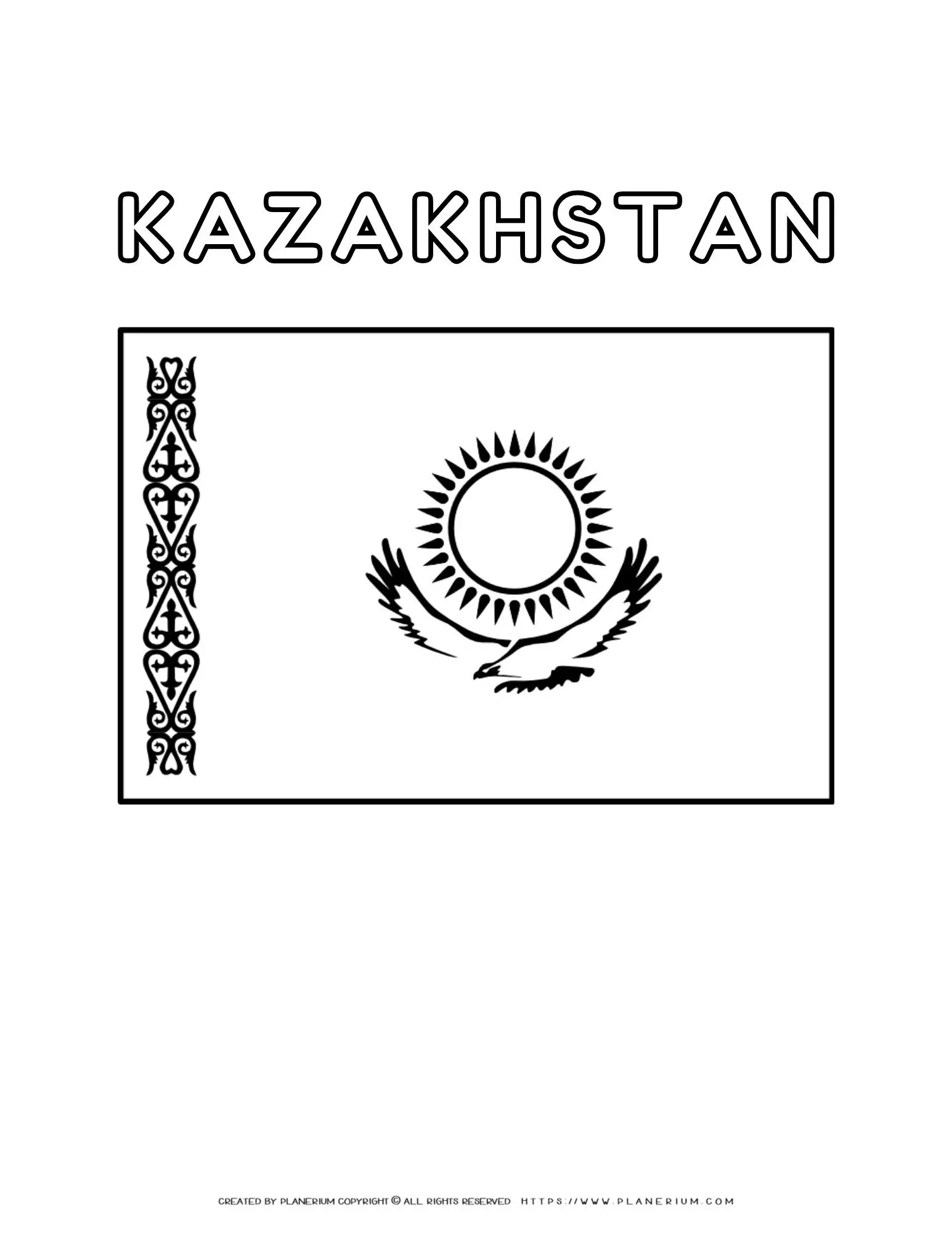 Kazakhstan Flag Coloring Page - Fun and Educational Activity