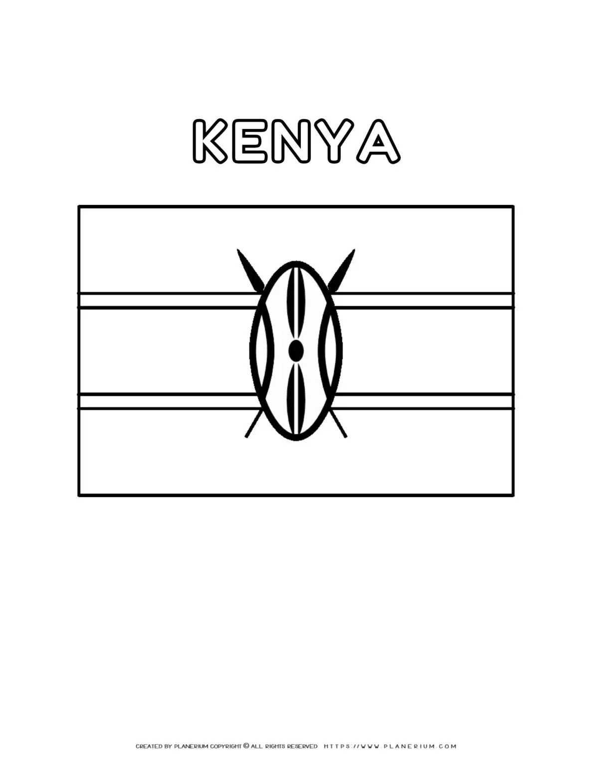 Kenya Flag Coloring Page - Printable for Kids