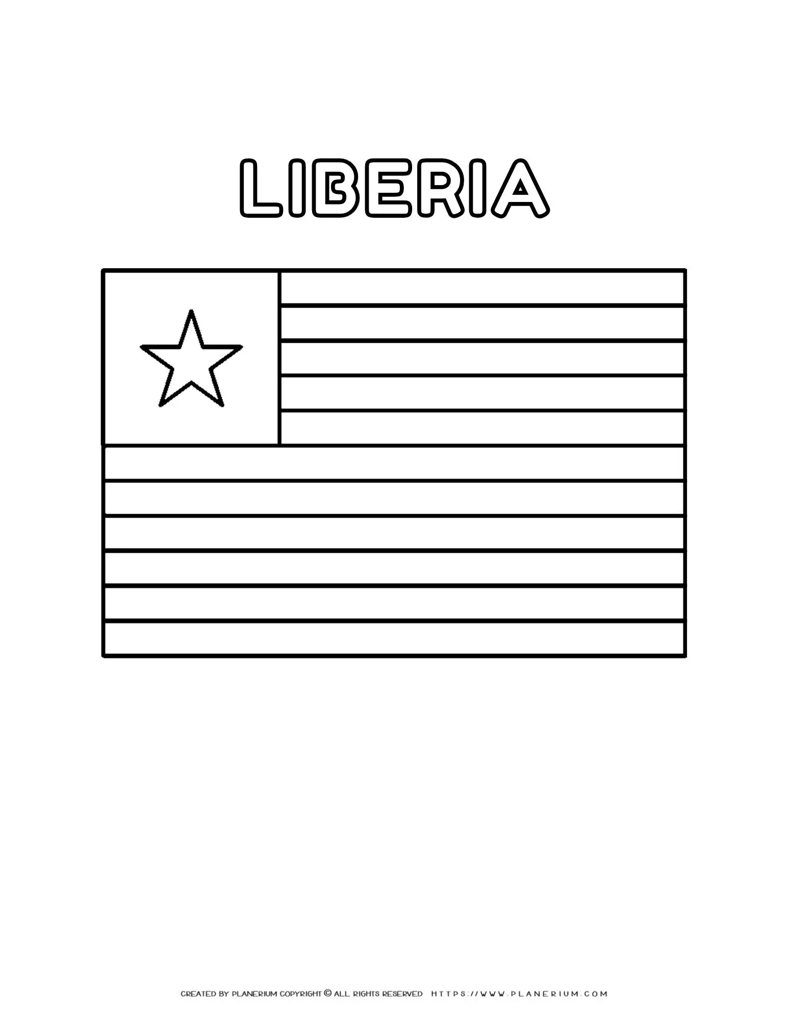 Liberia Flag Coloring Page - Printable Design for Kids