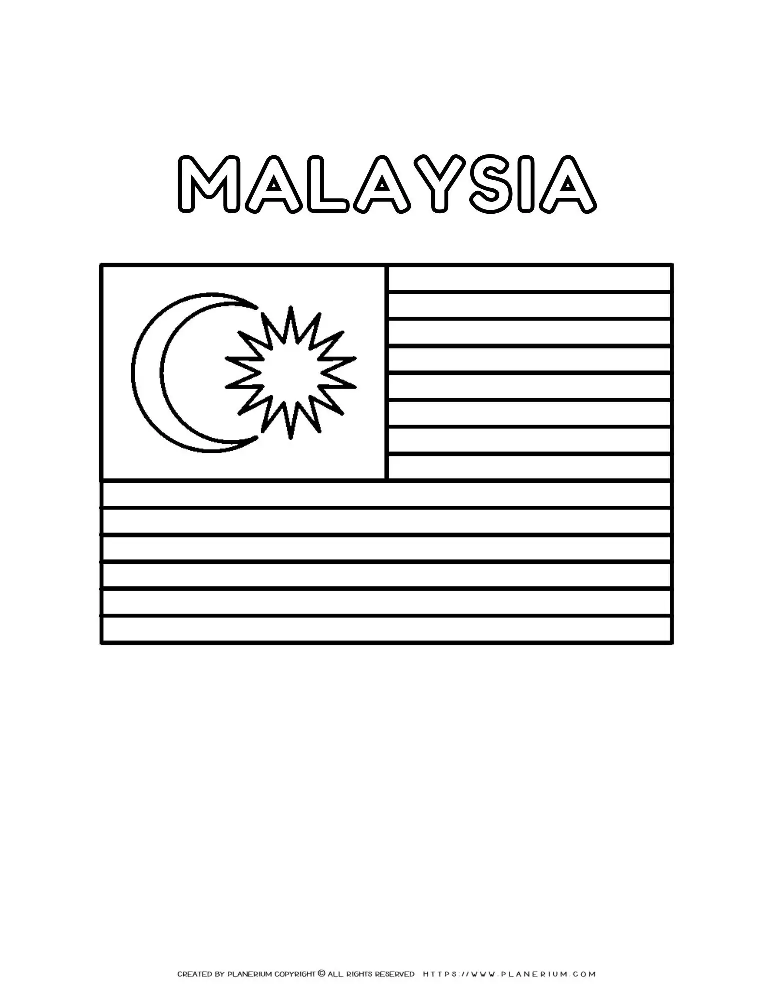Malaysia Flag Coloring Page - Printable for Kids