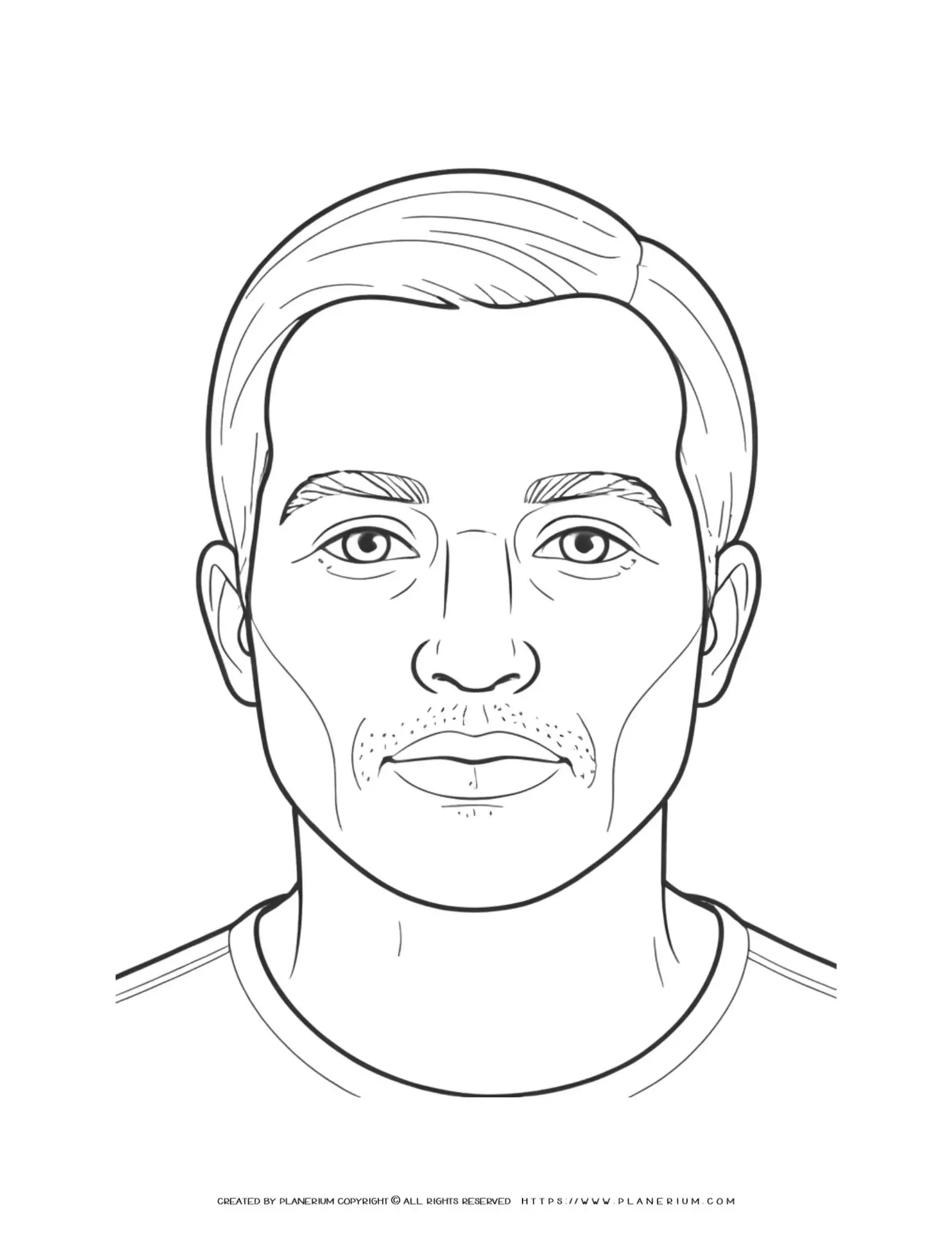 Man Portrait Front View Coloring Page - Illustration