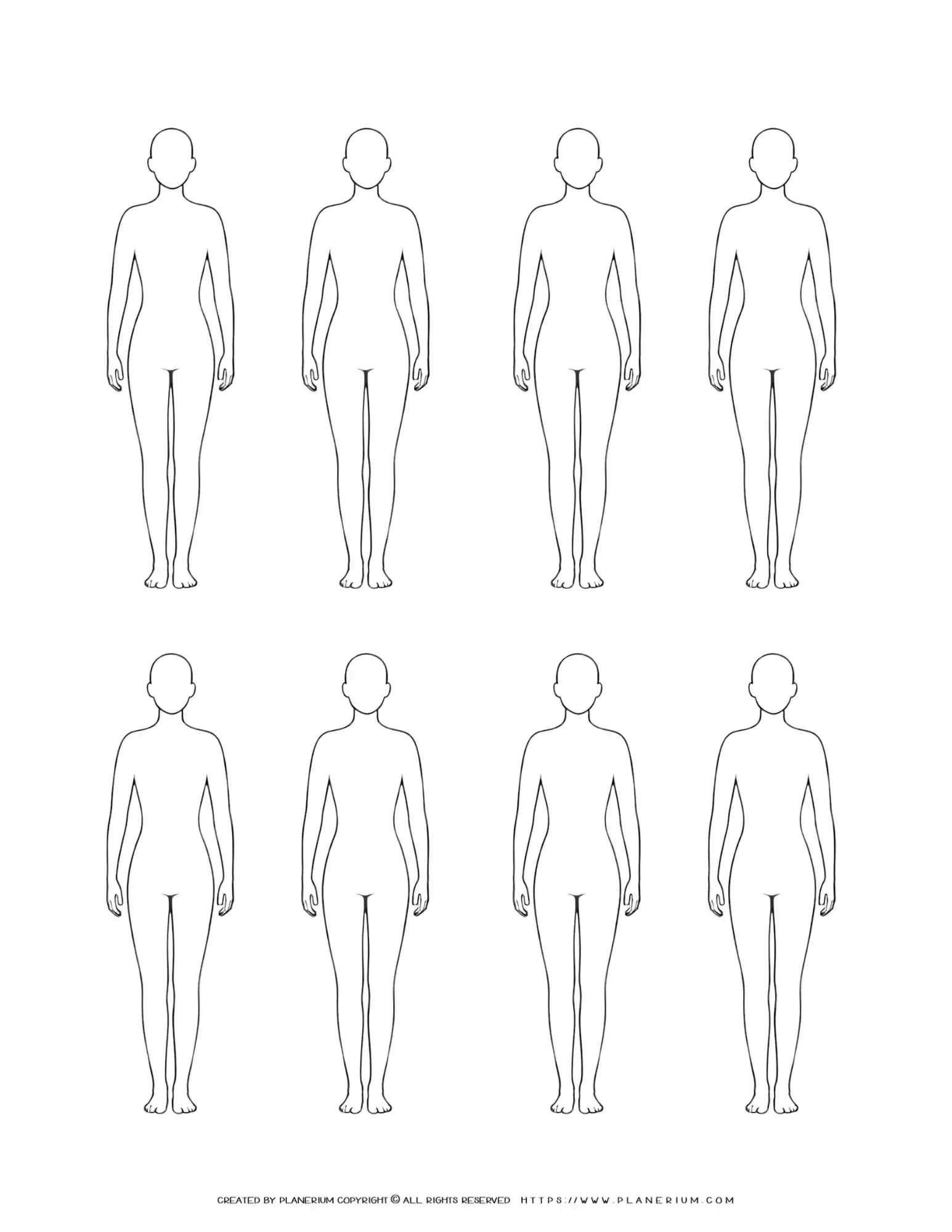 Engage Kids with Multi Body Woman Outline Set Printable