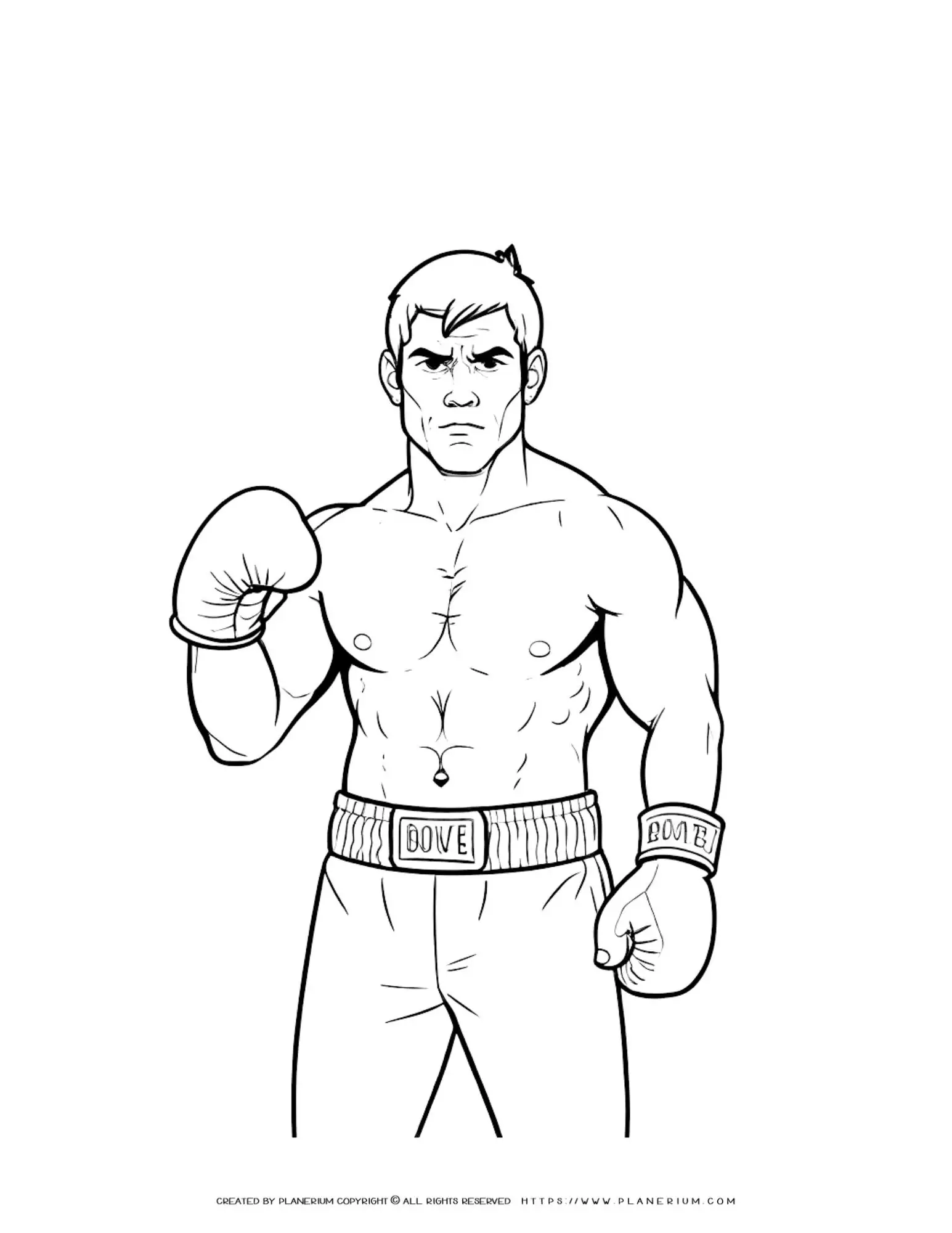 Muscular Man Boxer Coloring Page for All Ages