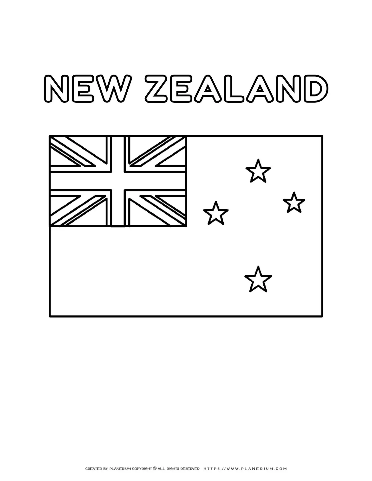 New Zealand Flag Coloring Page - Printable for Kids