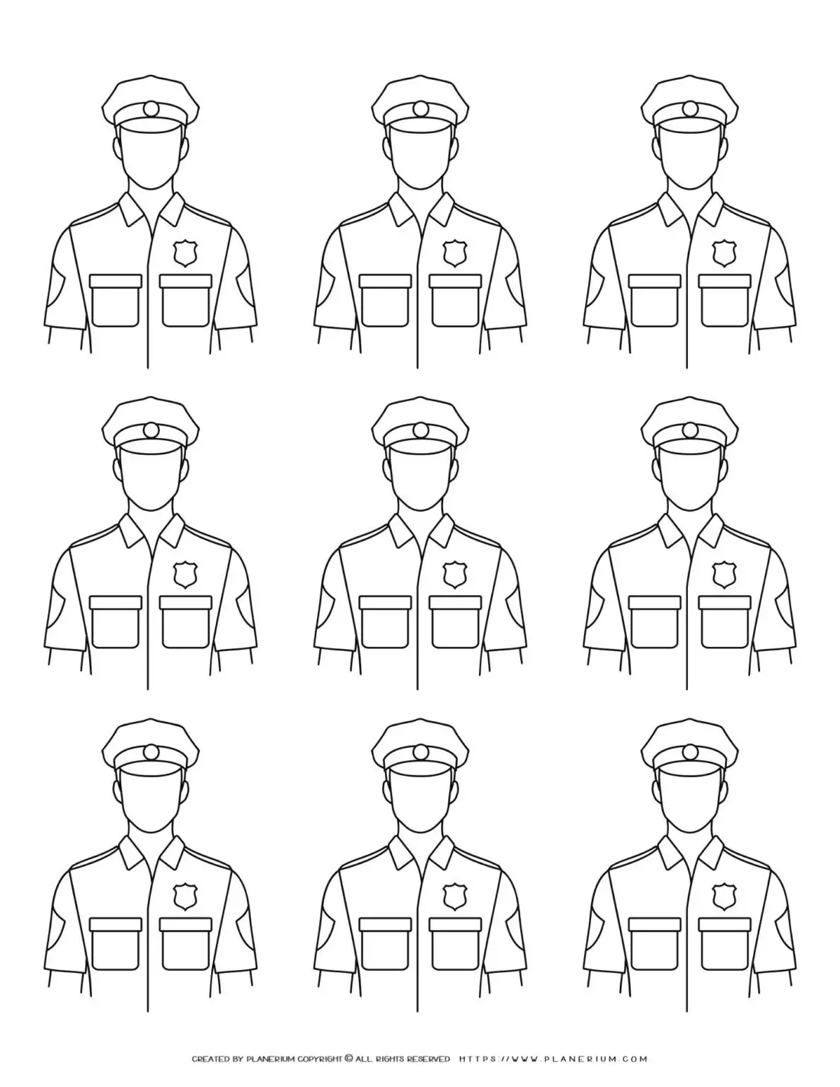 Free Policeman Outlines Template - Engage Young Learners