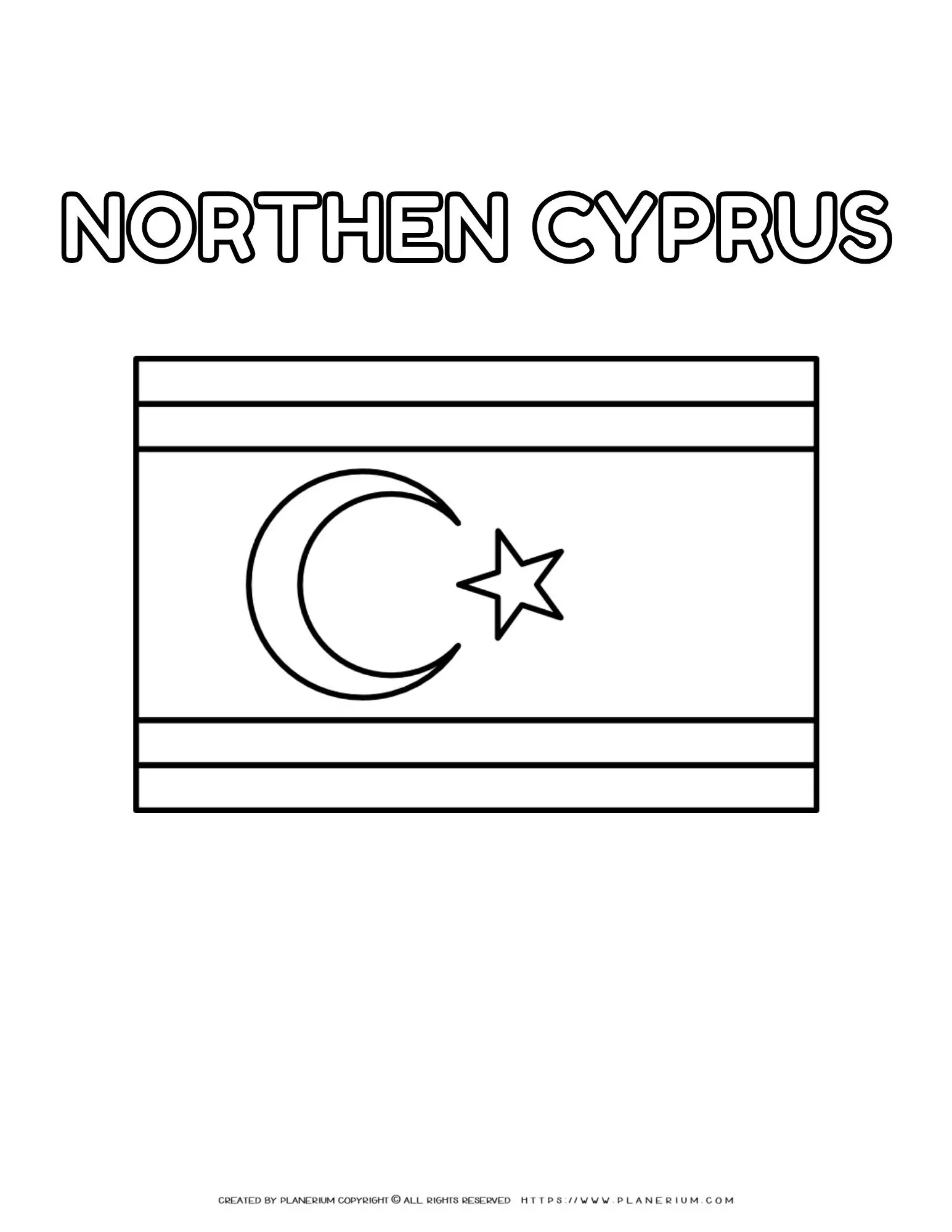Coloring Page: Northern Cyprus Flag - Fun and Educational Activity