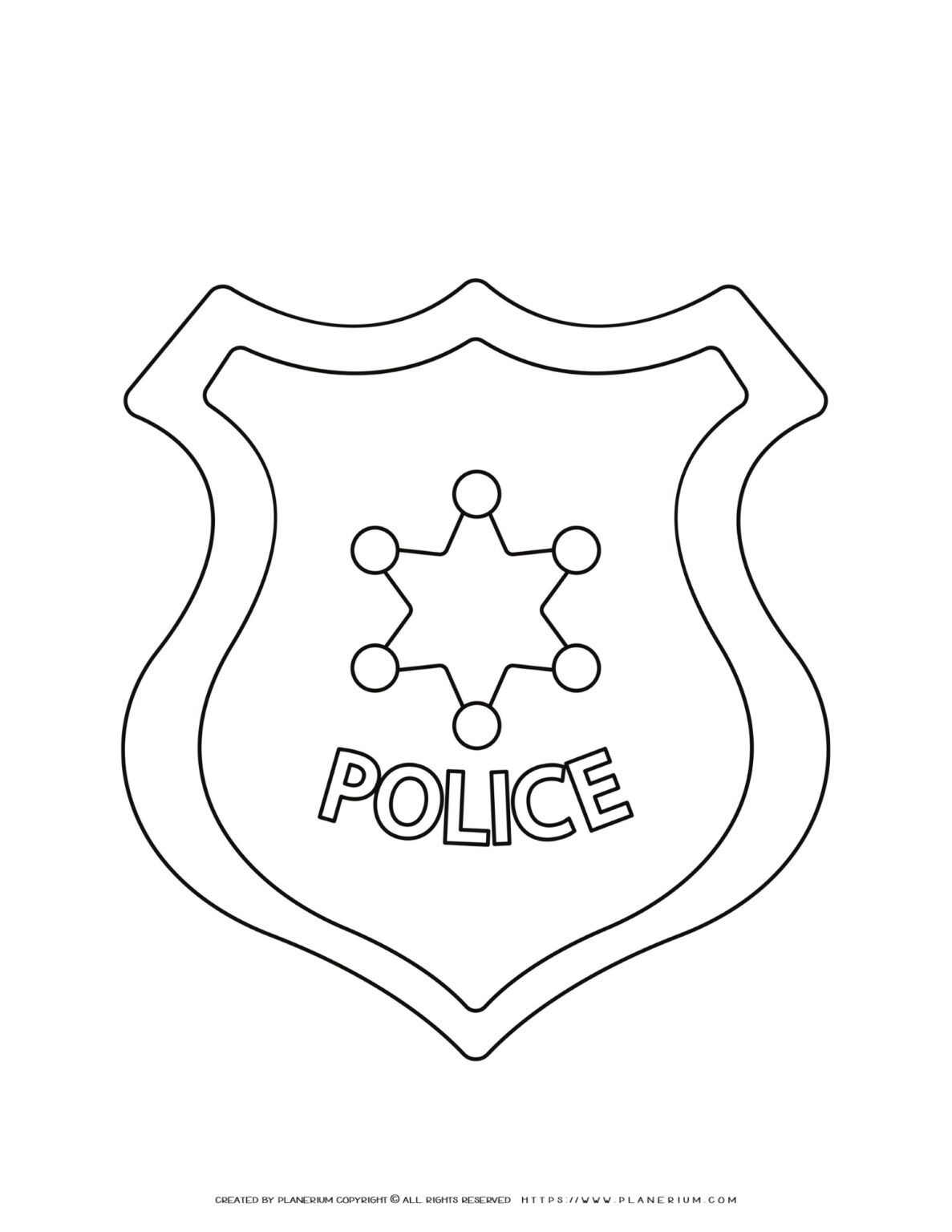 Clothes Coloring Page - Police Hat | Planerium