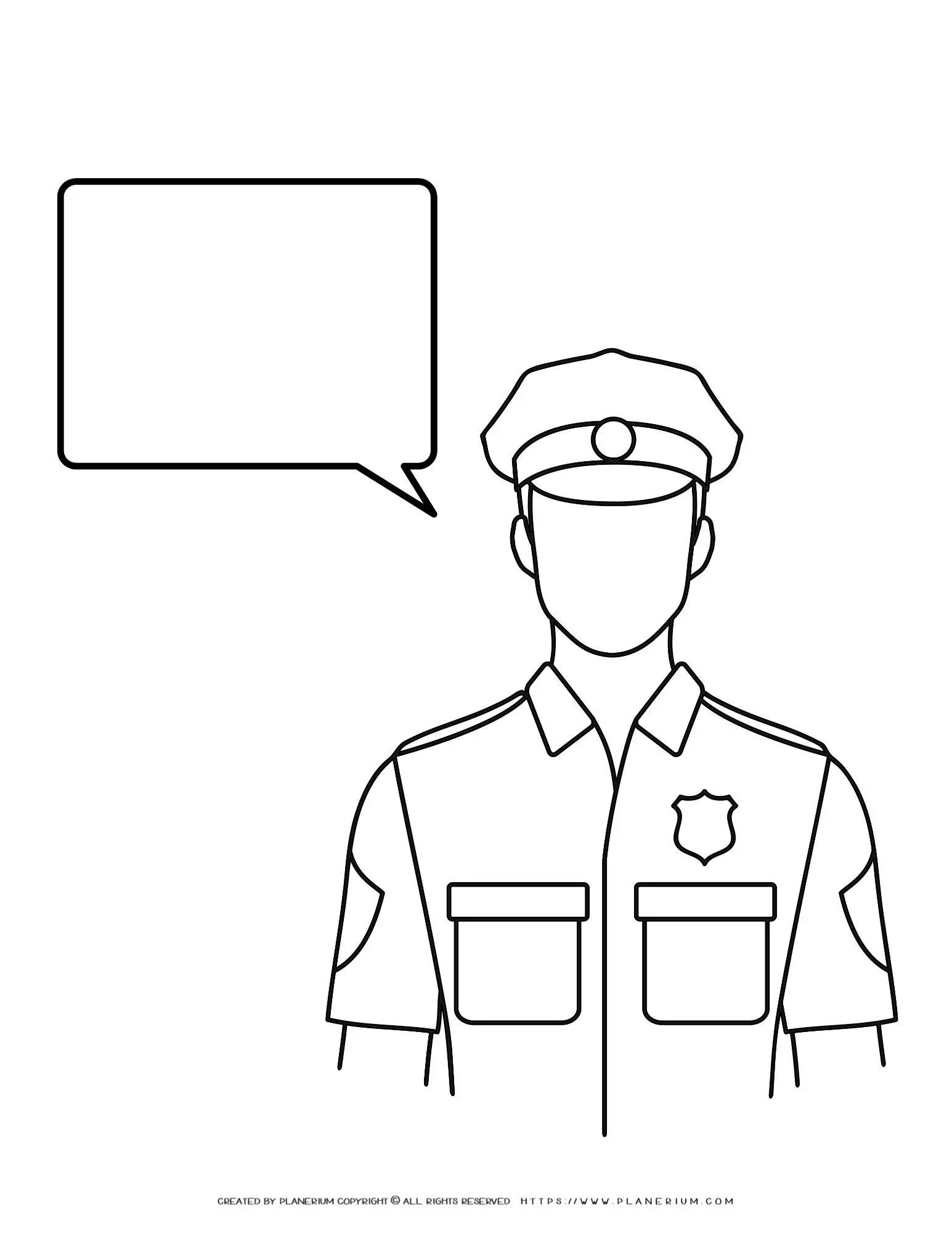 Engage Kids with Policeman Outline No Face Template