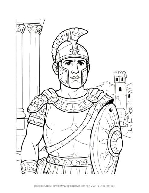 Roman Commander Ancient Warrior Coloring Sheet - City Theme