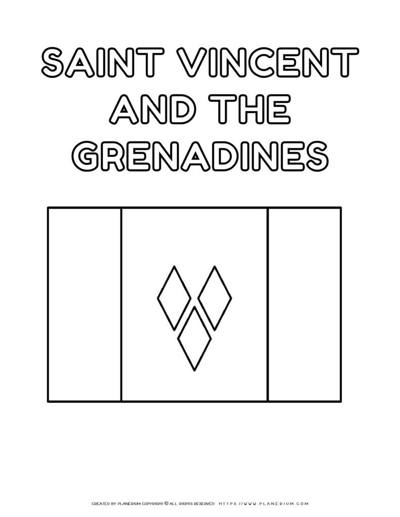 Saint Vincent and the Grenadines Flag Outlines