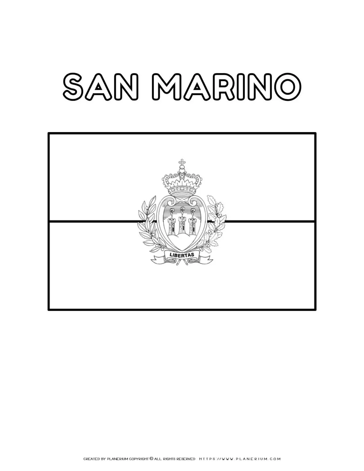 San Marino Flag Coloring Page - Printable Activity for Kids