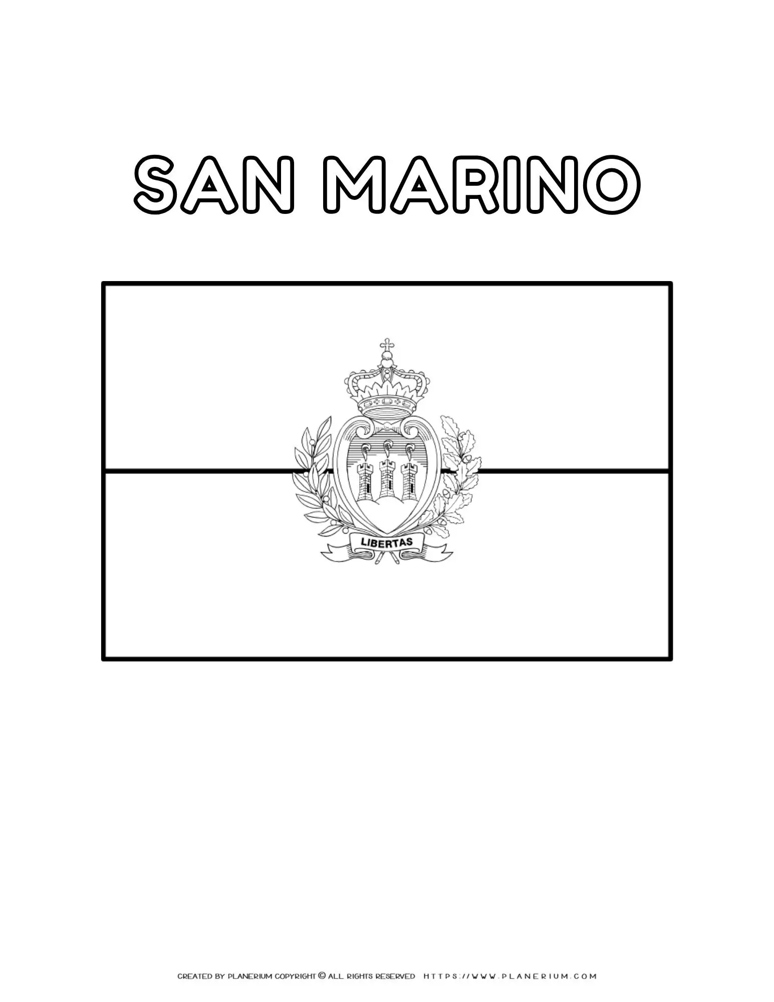San Marino Flag Coloring Page - Printable Activity for Kids